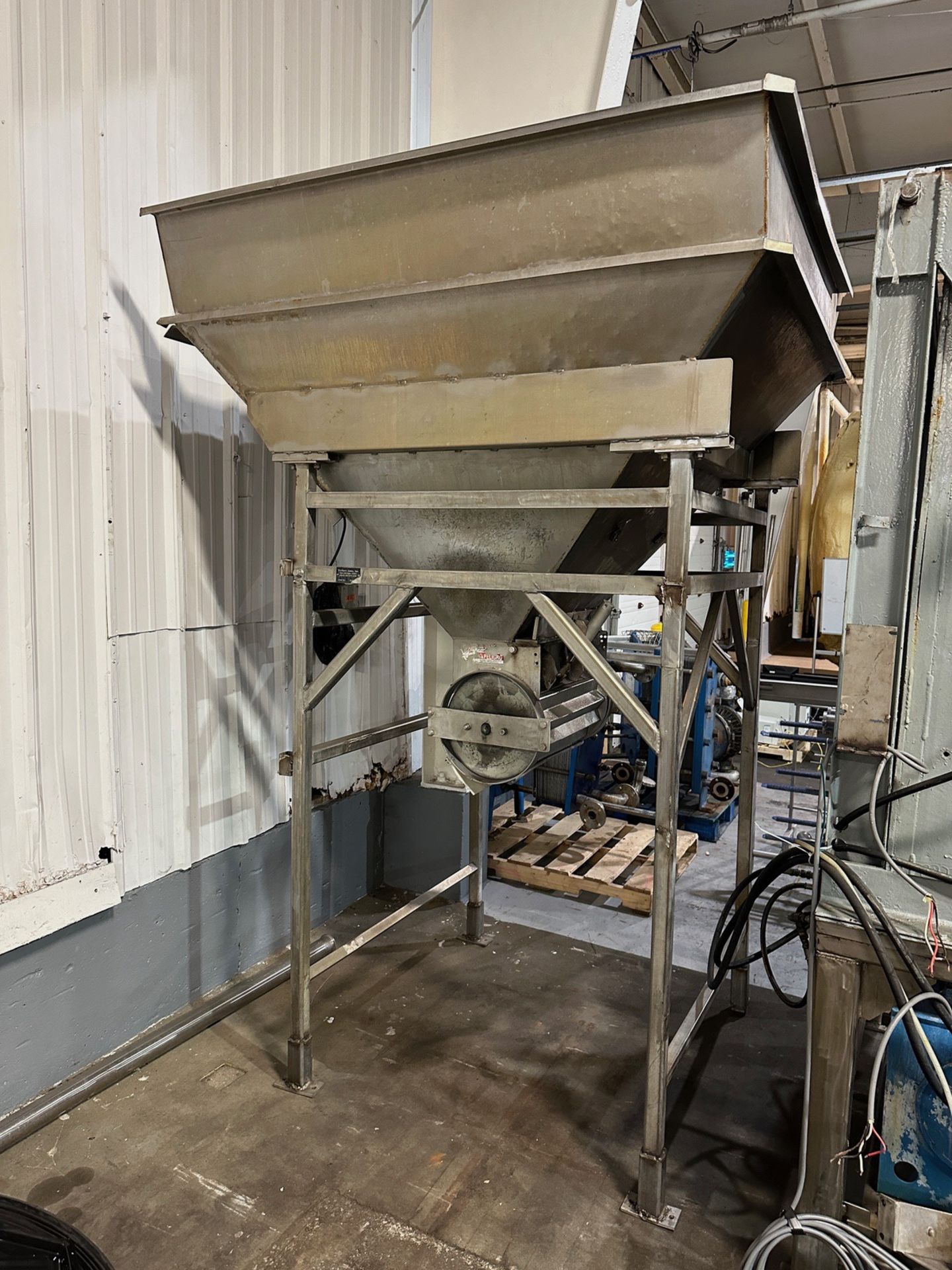 Tri-Berry Stainless Steel Hopper with Discharge Drum (Approx. 6' x 64 ...