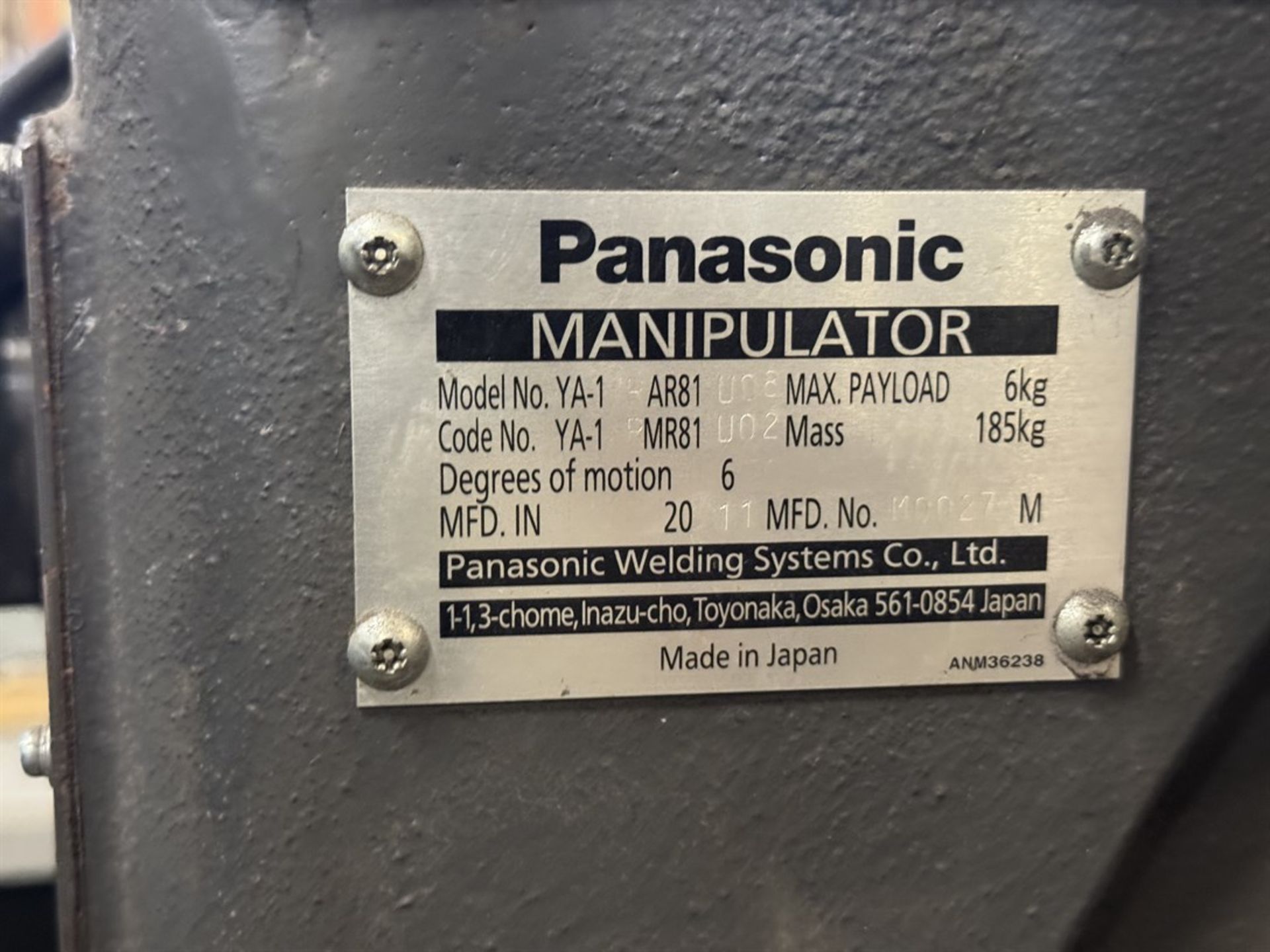 PRI Robotic Welding Cell, w/ 2011 PANASONIC YA-1 Robot, 6-Axis, 6 Kg ...