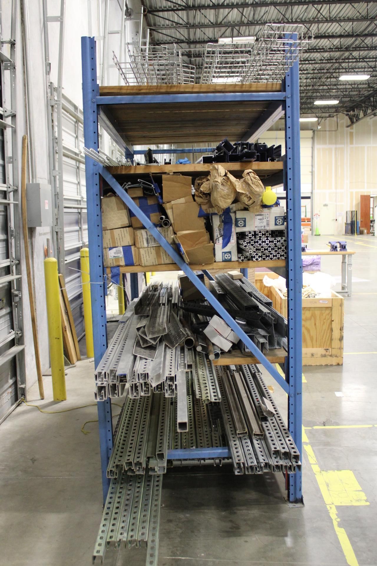 LOT OF METAL/PLASTIC CHANNEL & T-SLOT, on (1) rack (Rack included)