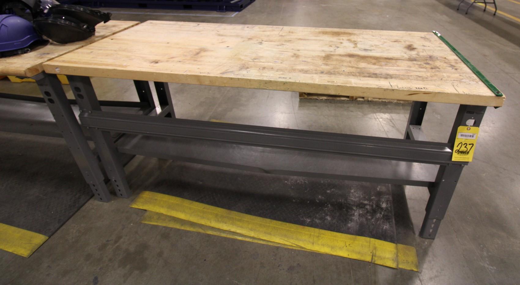 METAL/WOOD SHOP TABLE, ULINE, 6' X 2 1/2'