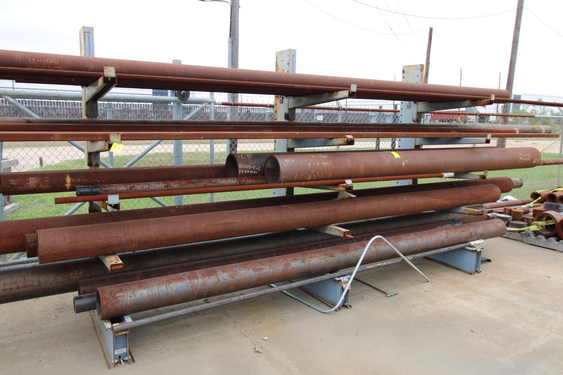 CANTILEVER RACK, single side, 36"L. arm x 150"W. base x 88" tall (Note: two week delayed removal)