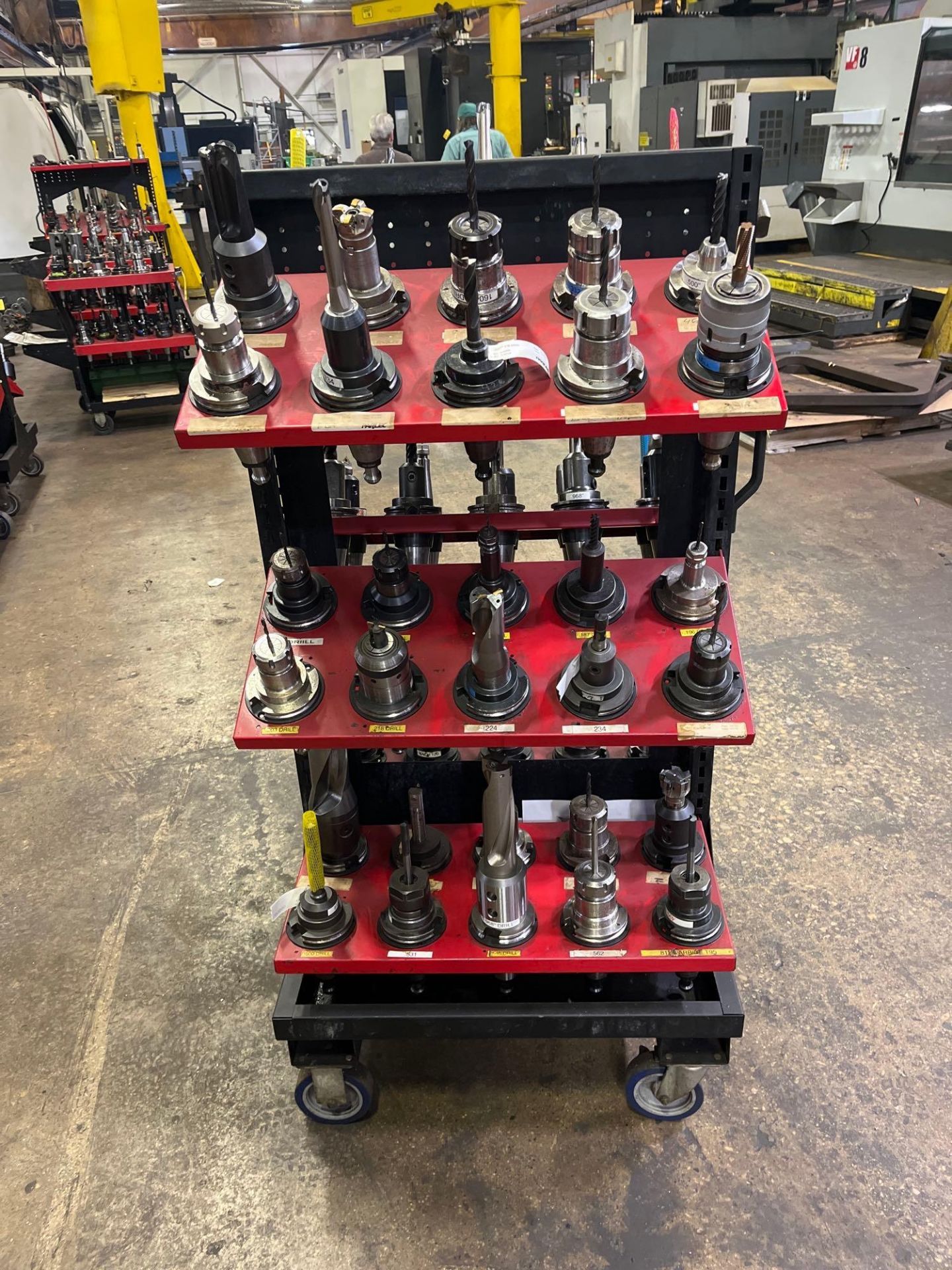 LOT: Rolling Cart w/(60) Pieces of CAT 50 Tool Holders & Assorted Tooling