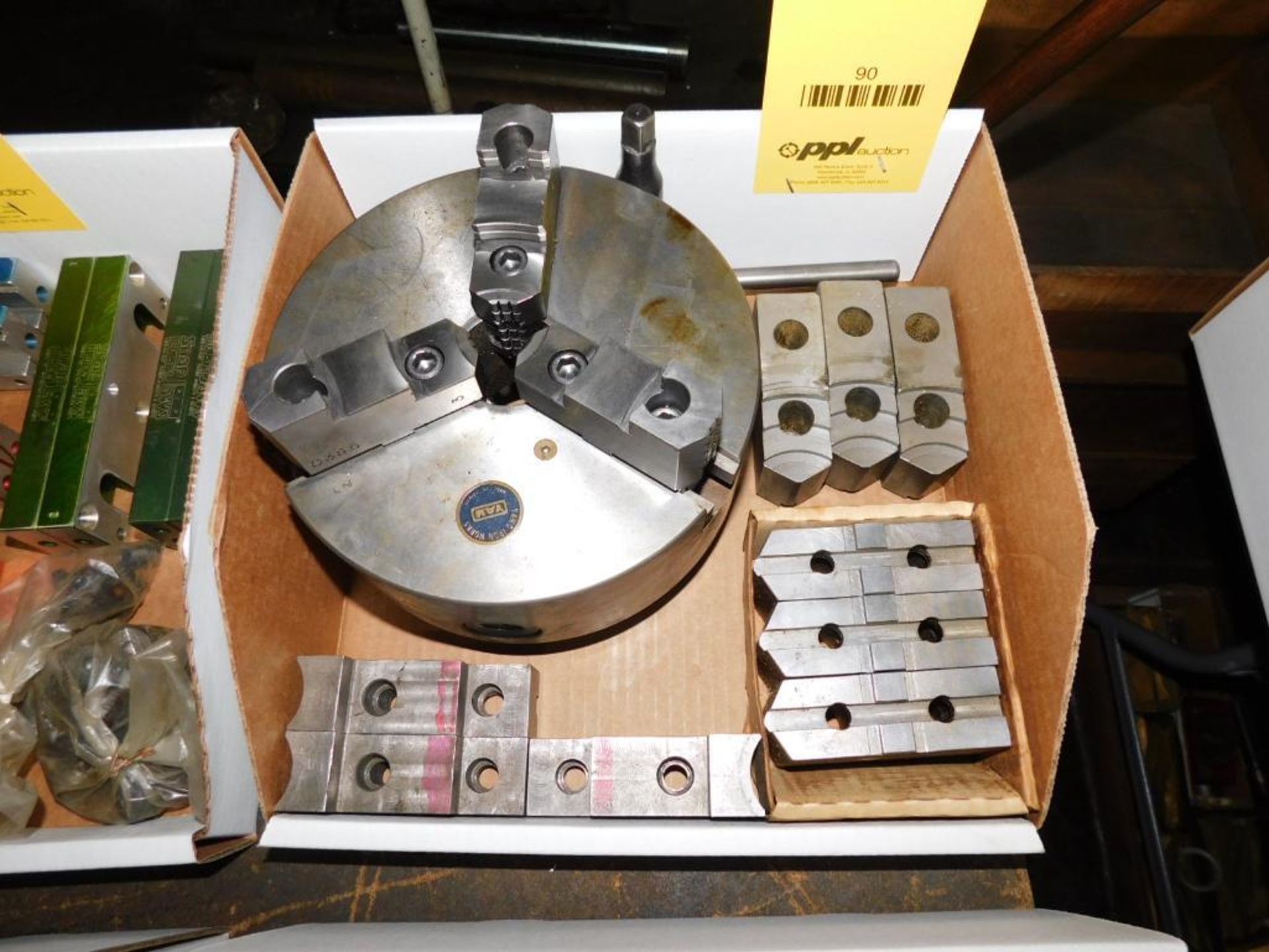 LOT: 8" Yam 3-Jaw Chuck w/Assorted Jaws