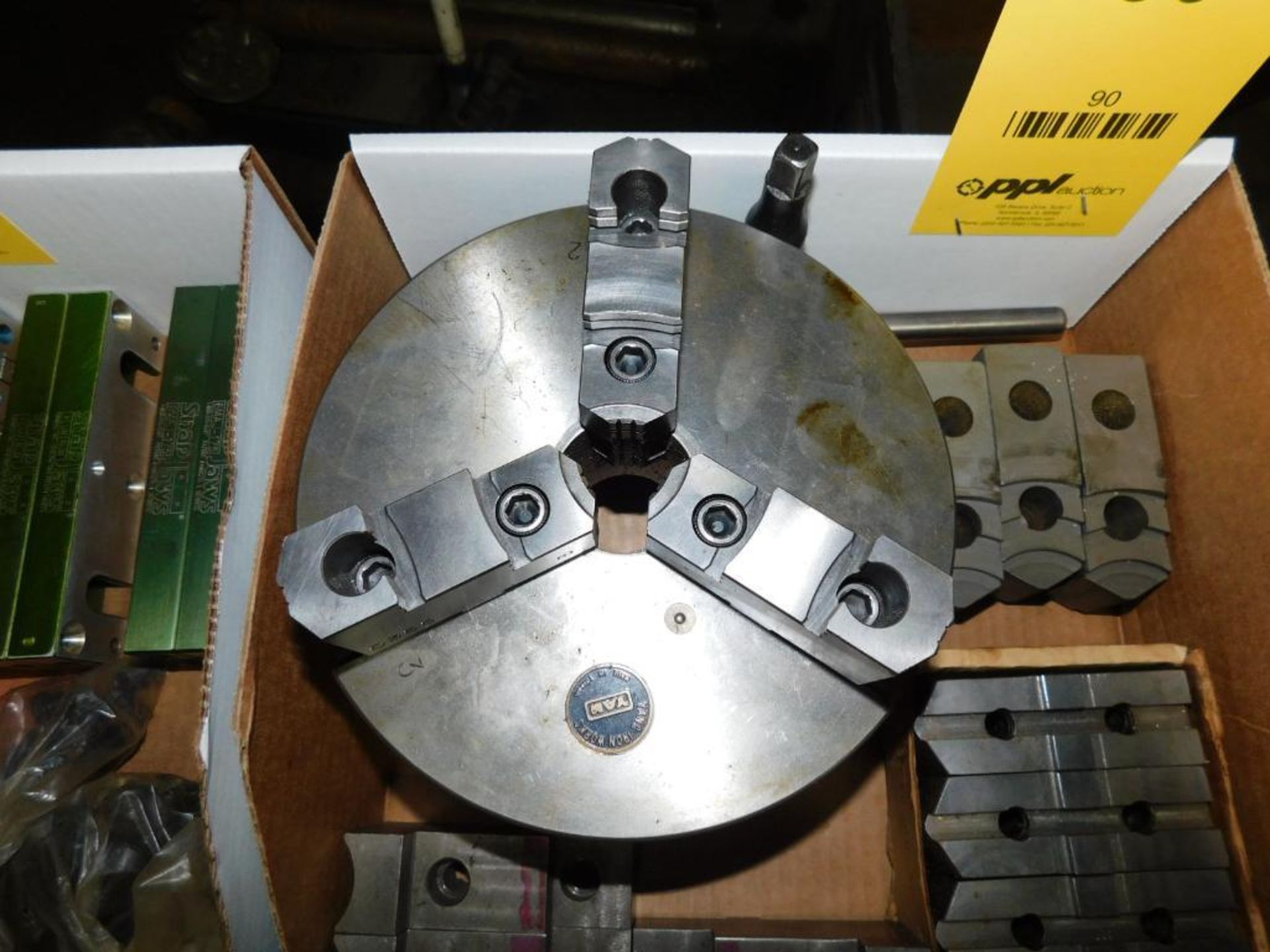 LOT: 8" Yam 3-Jaw Chuck w/Assorted Jaws