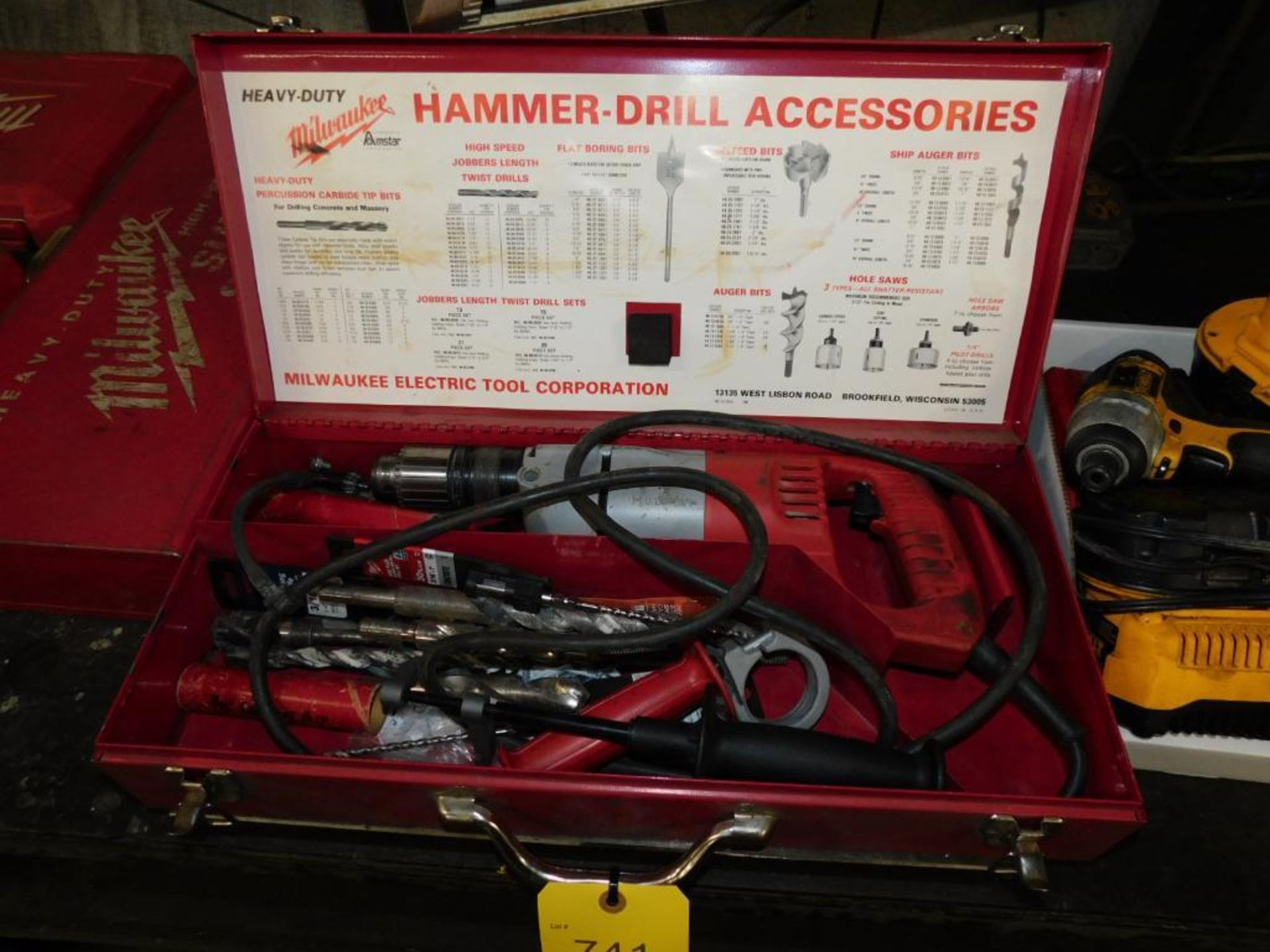 LOT: Milwaukee Hammer Drill in Case, (3) Empty Milwaukee Cases, (2 ...