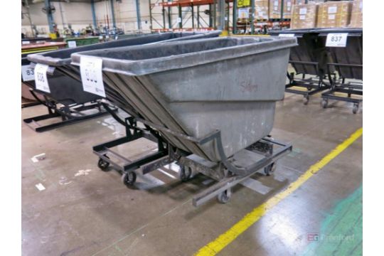 (2) Plastic Castered Forklift Mount Self-Dumping Hoppers