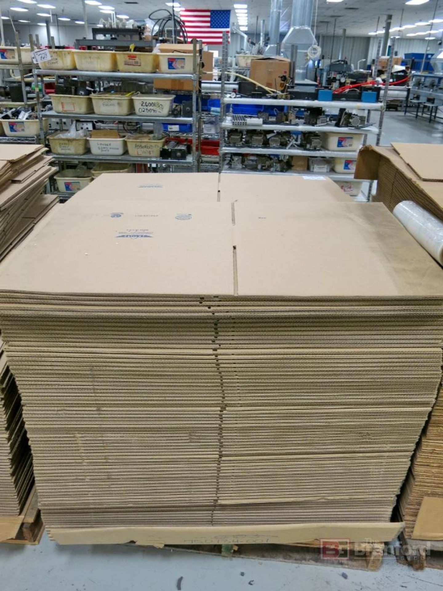 (4) Pallets of Corrugated Cardboard Boxes