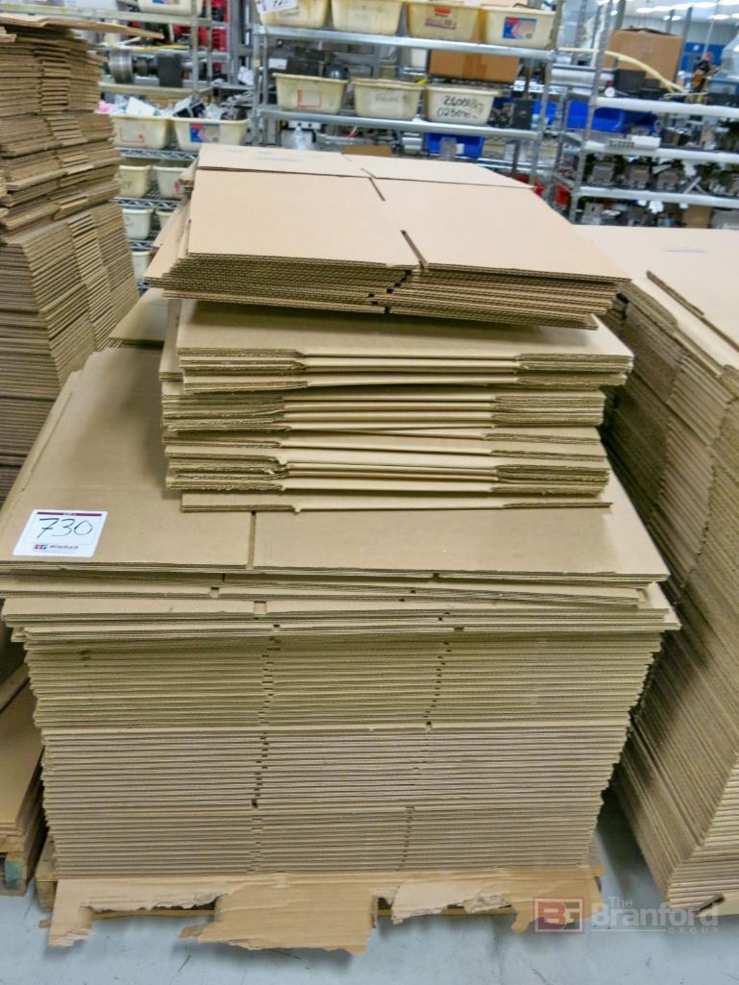 (4) Pallets of Corrugated Cardboard Boxes