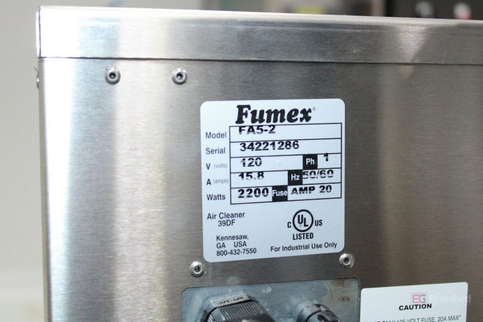 Fumex Air Filtration Systems Model FA5-2, S/N 34221286, Air Cleaner