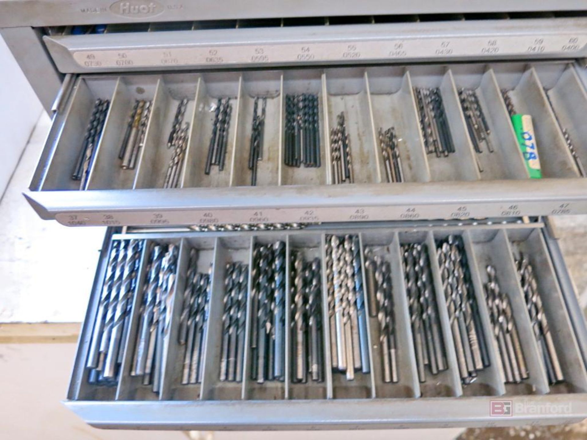 (3) Huot Drill Bit Storage Cabinets w/ Assoc. Drills