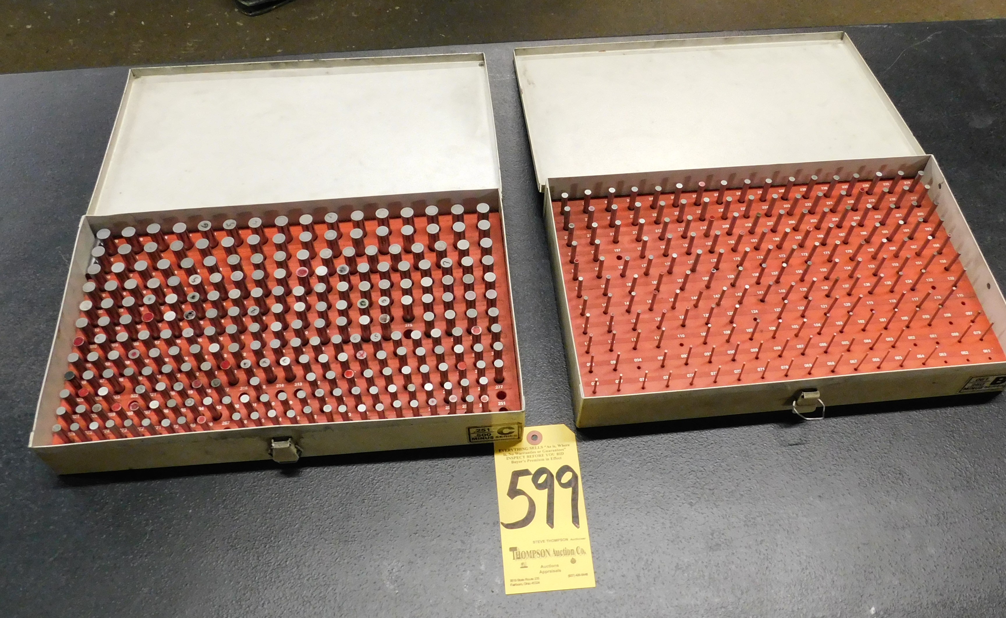 (2) Vermont Pin Gage Sets, B .061" - .250" Minus, and C .251" - .500 ...