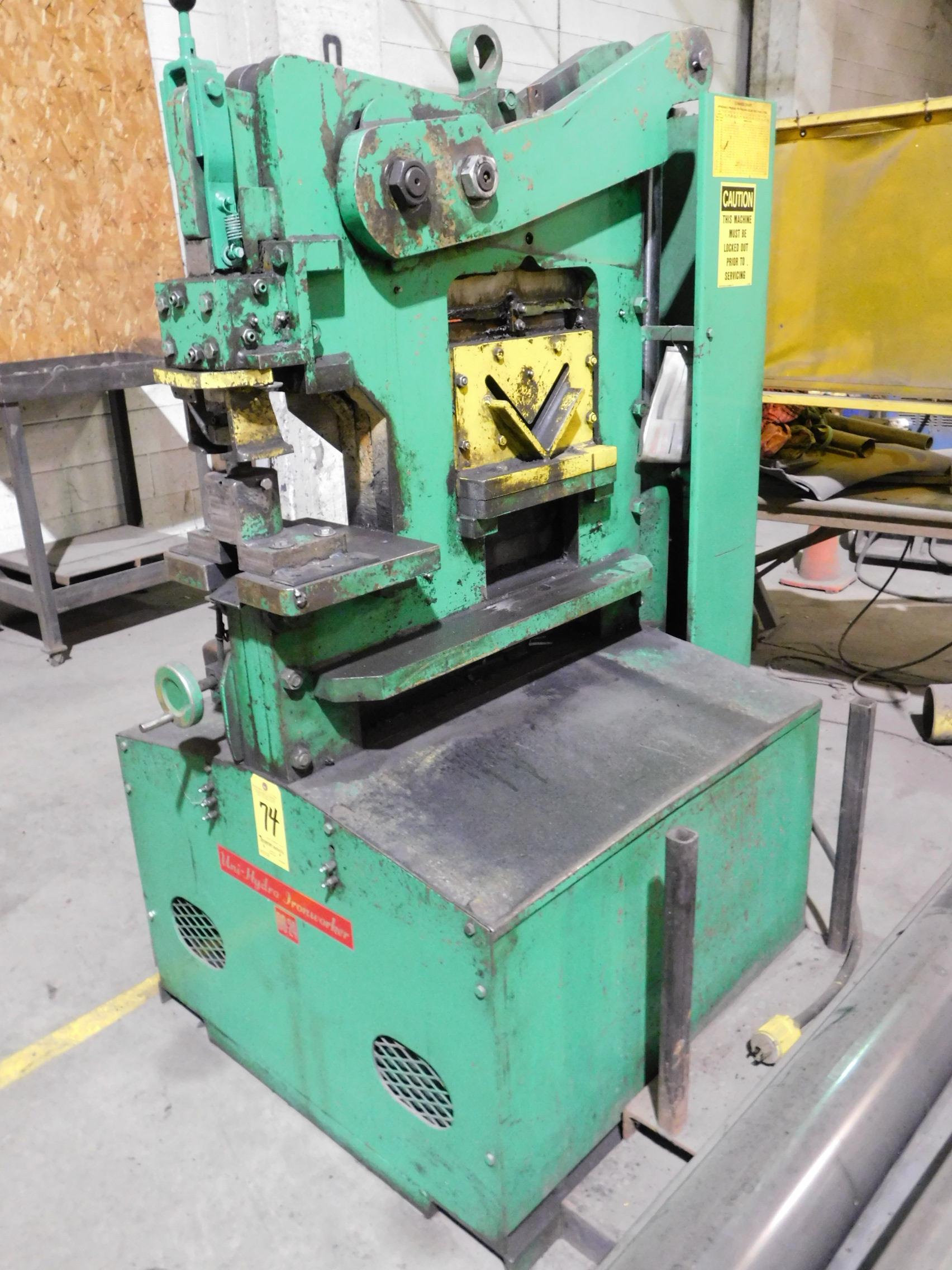 Uni-Hydro Model 66-24 Hydraulic Ironworker, s/n 3P66574X, 66 Ton, 5" X ...