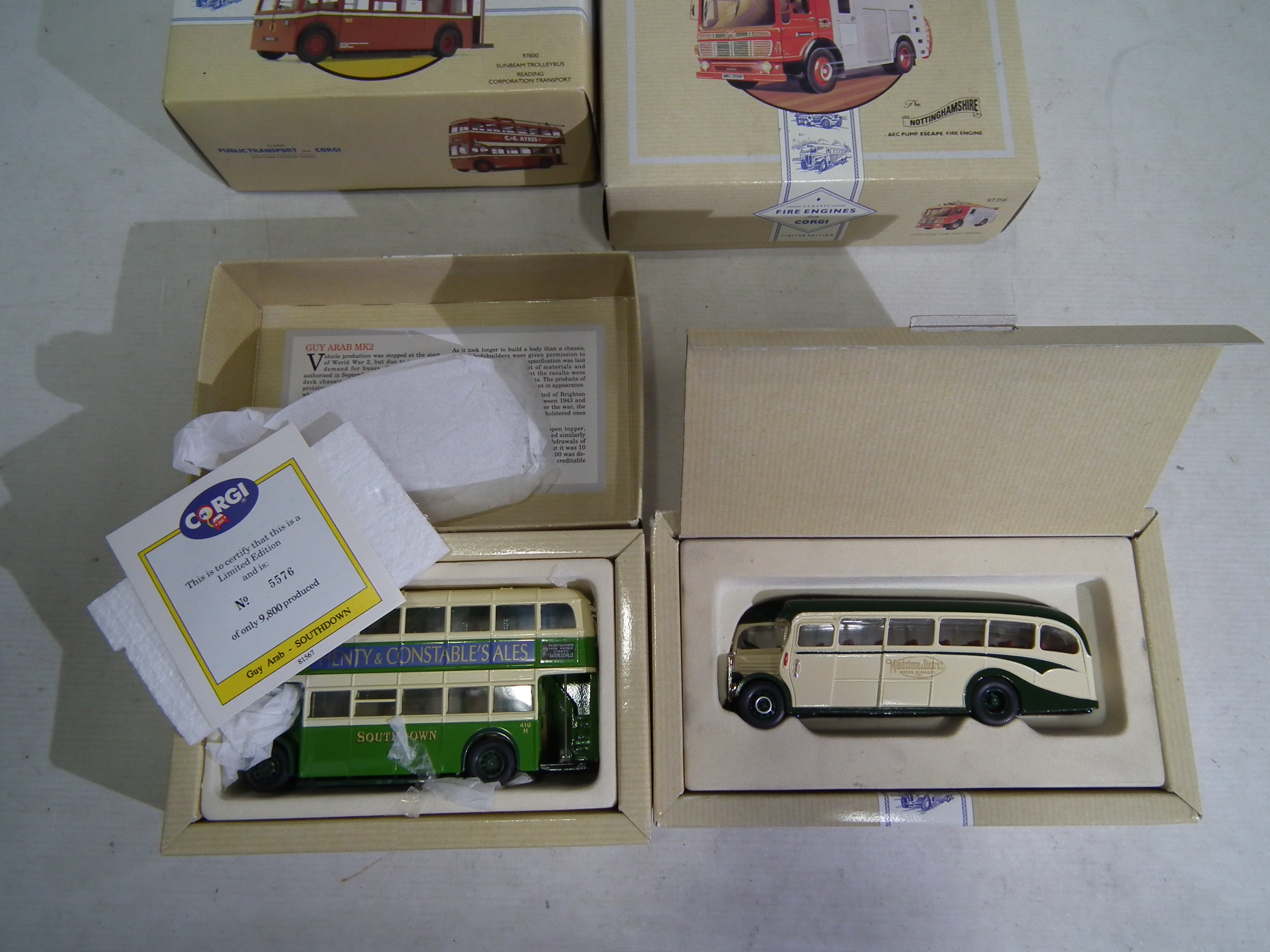 Corgi - A group of boxed models including Code 3 AEC Regal in Maidstone ...