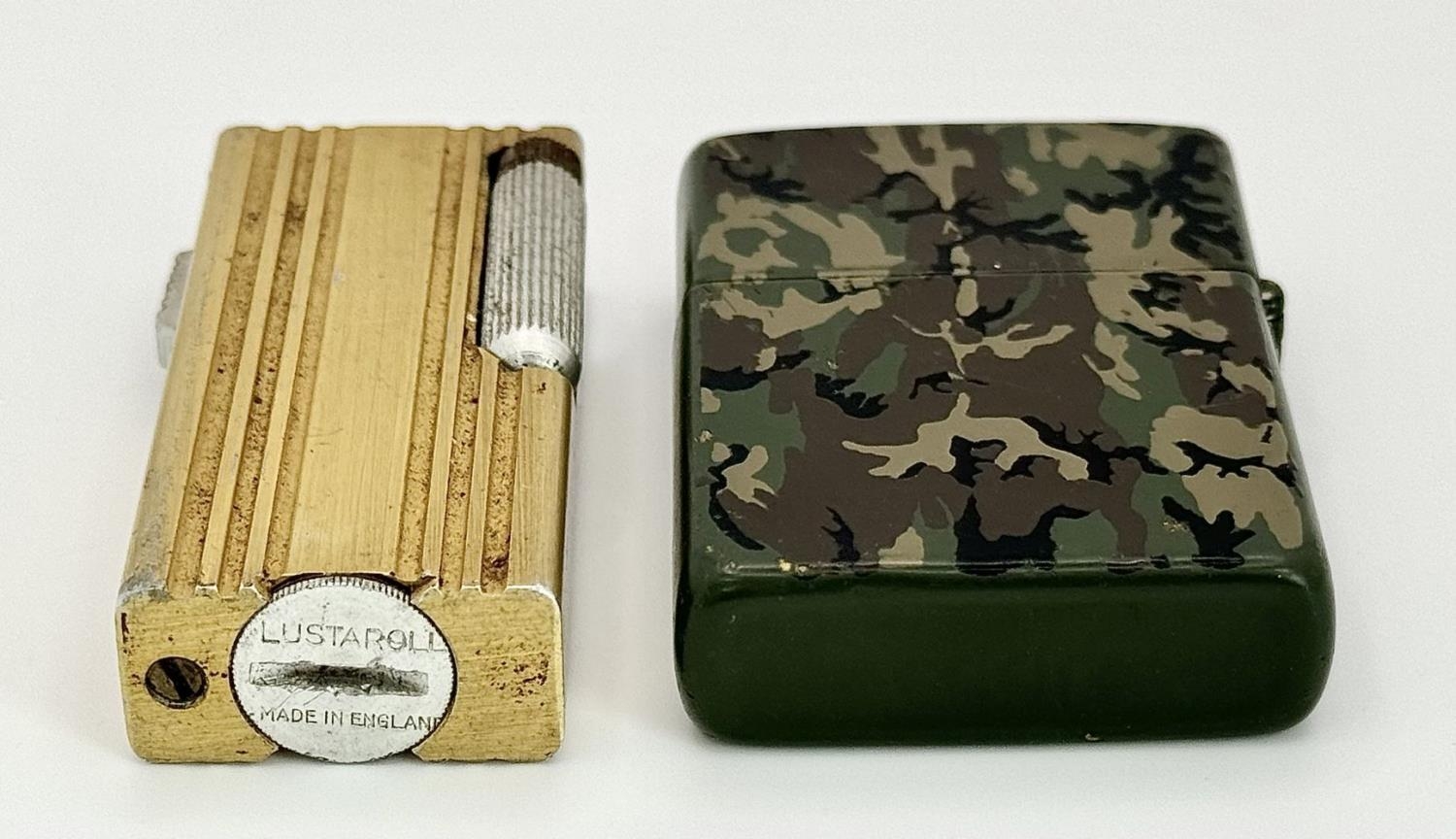 2X vintage collectable lighters, one with Zippo military design. The ...