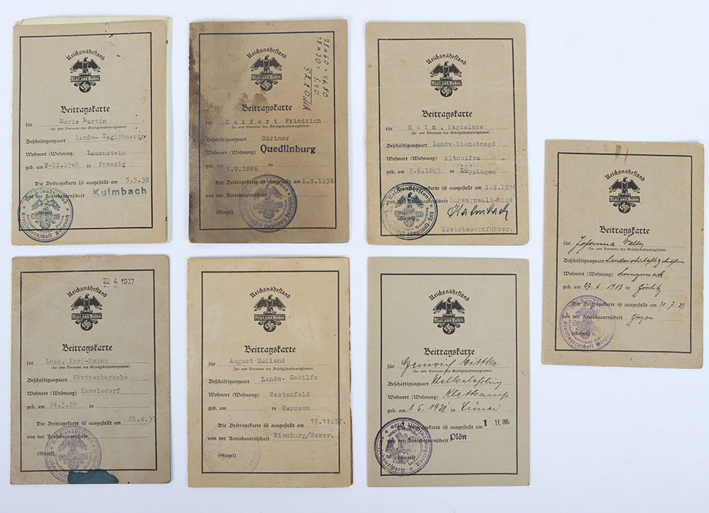 WW2 German Third Reich Agricultural Workers Cards: Membership cards ...