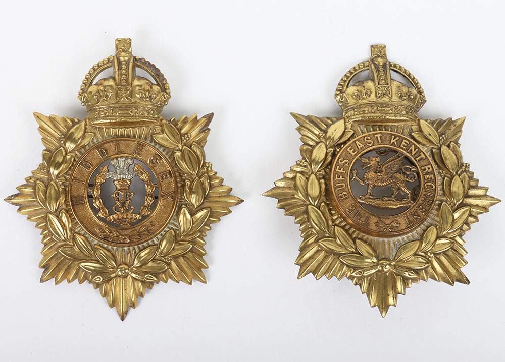 2x Kings crown other ranks Helmet Plates. lot includes The Middlesex ...
