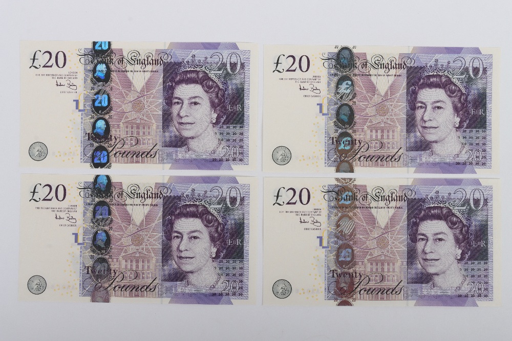 British, Bank of England, Bailey, Twenty Pounds, First Run consecutive ...