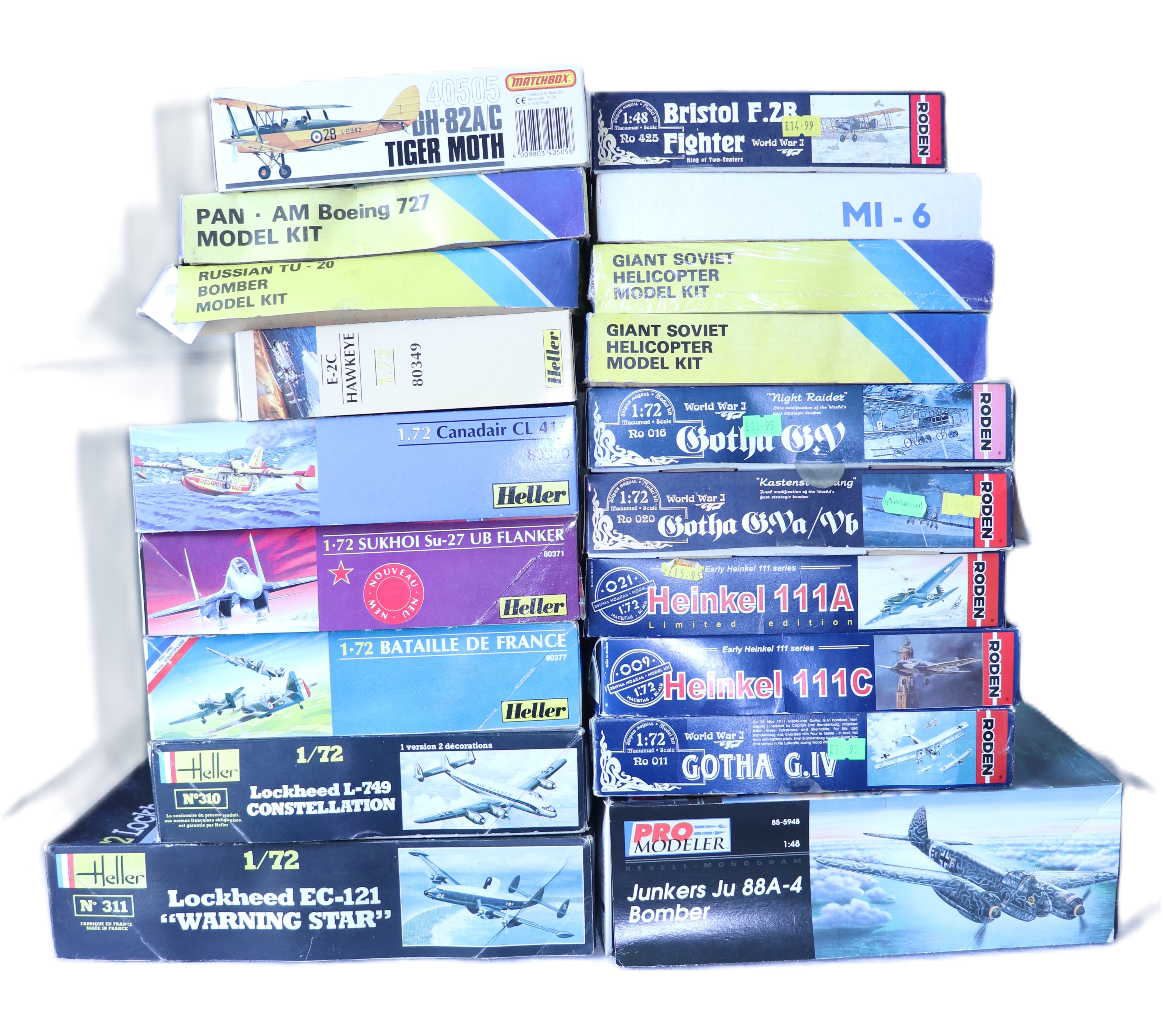 Nineteen various 1:72 and other scale plastic model Aircraft kits ...
