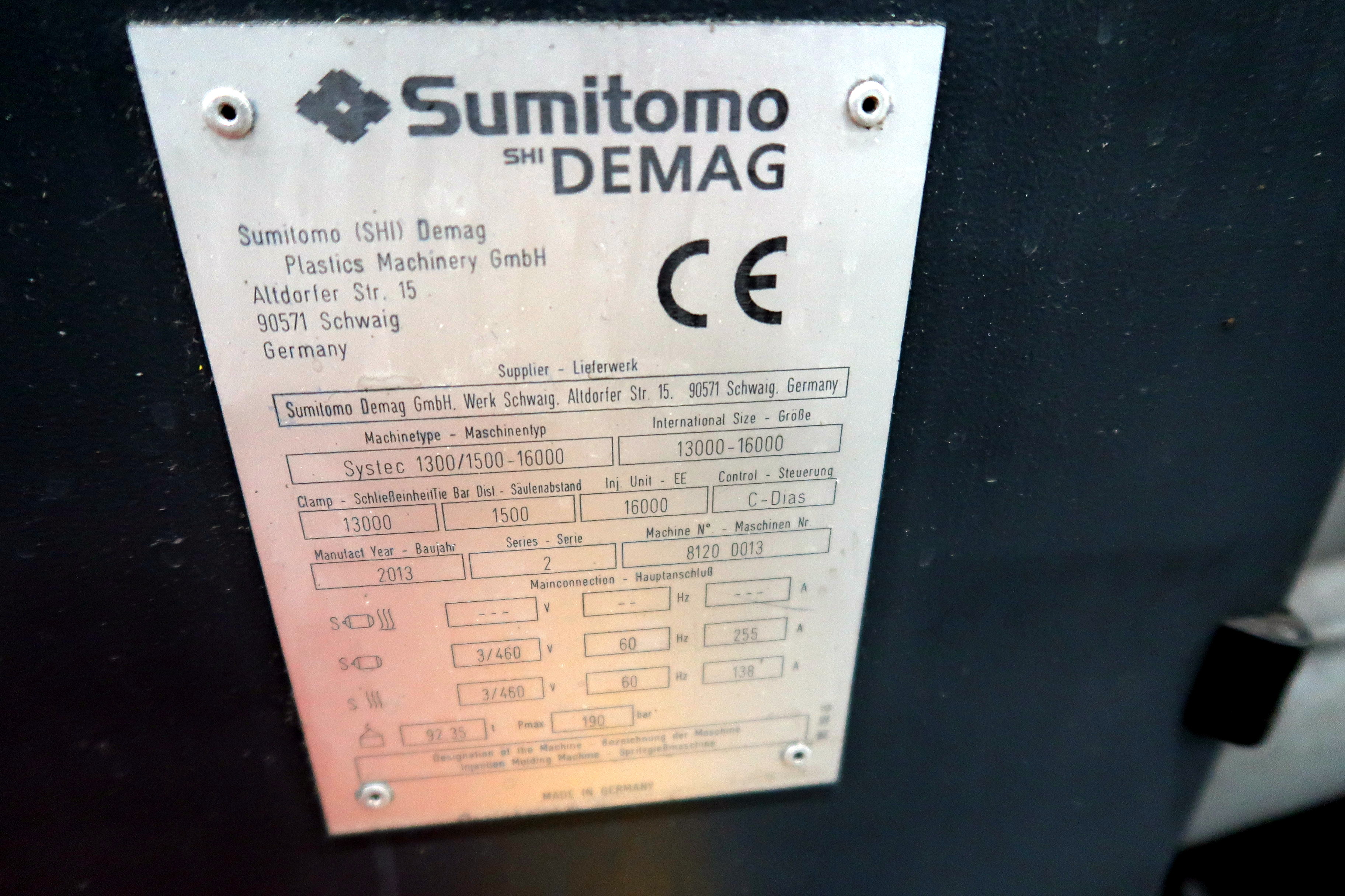 2013 Sumitomo (SHI) Demag Injection Molding Machine, Model Systec 1300/ ...