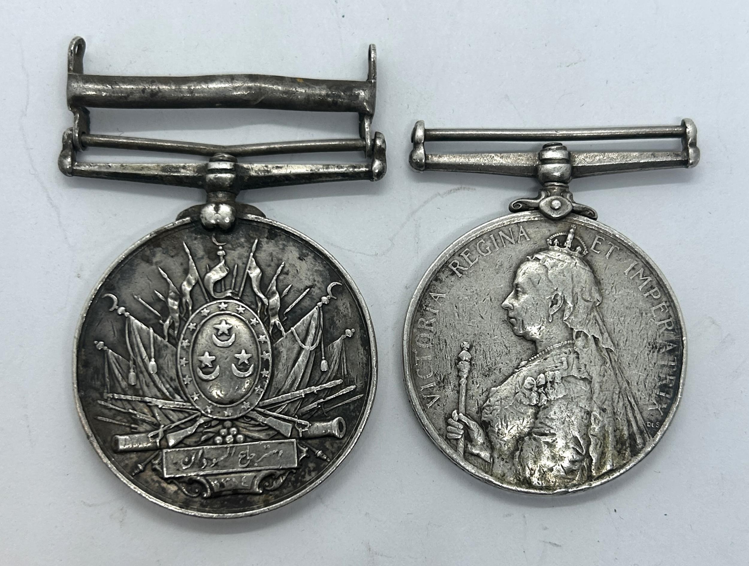 A pair of medals, awarded to 393 393/7 (?) Pte C Grocock, 21st Lancers ...