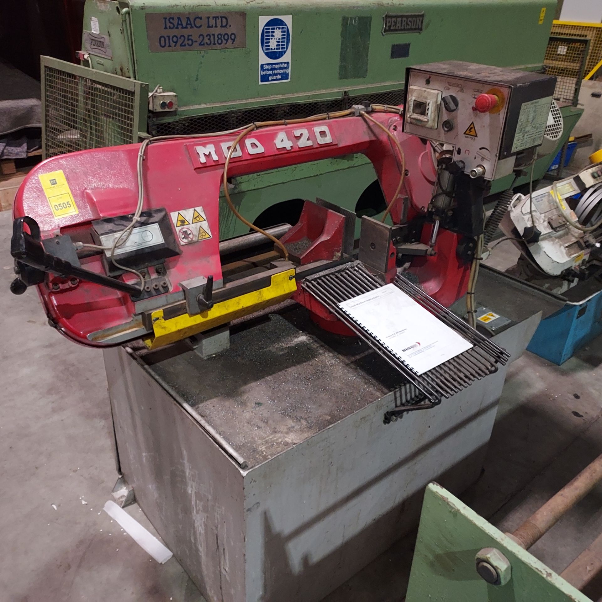 BIANCO 420 MS BANDSAW S/N NK USED0276 MODEL - 420M60 TO INC - GRIP VICE ...