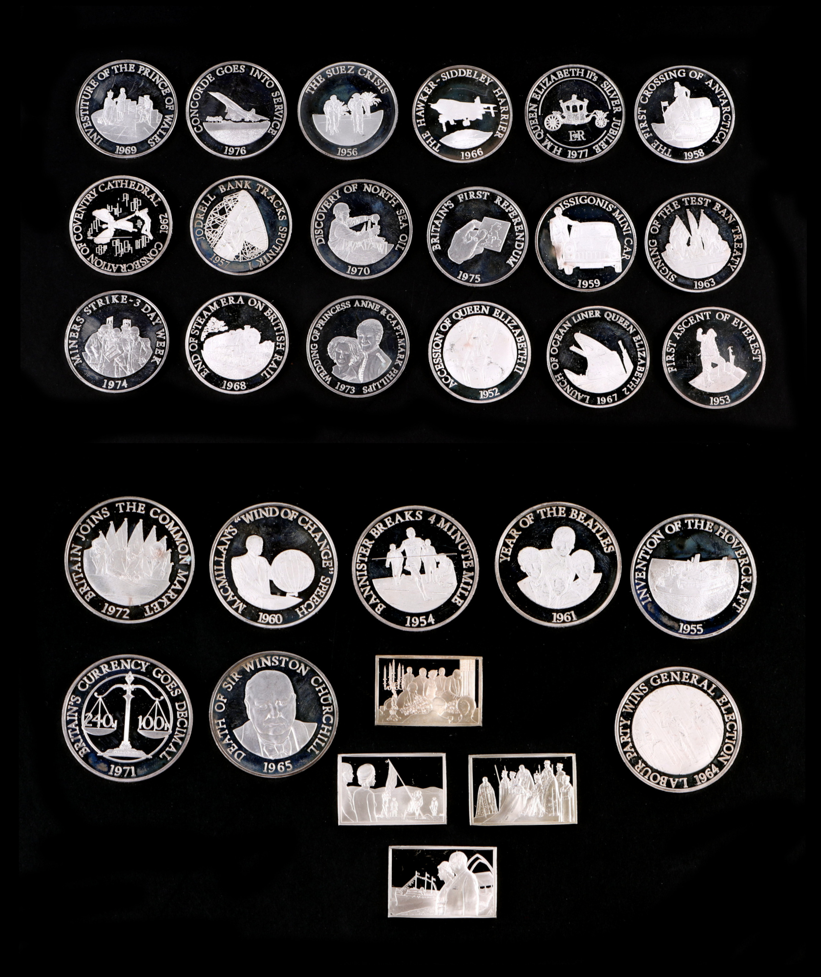 Twenty six Birmingham Mint 'New Elizabethan Age' silver medallions ...