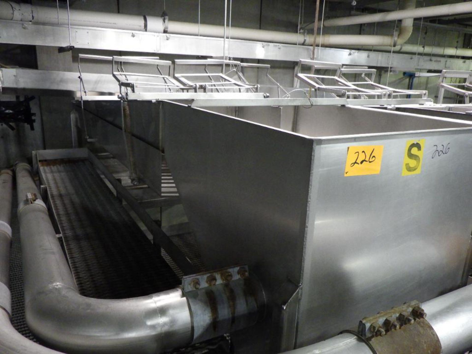 SS pea ripple pan 2 lane with flume tank, 13.5 ft. x 30 in. 14 in ...