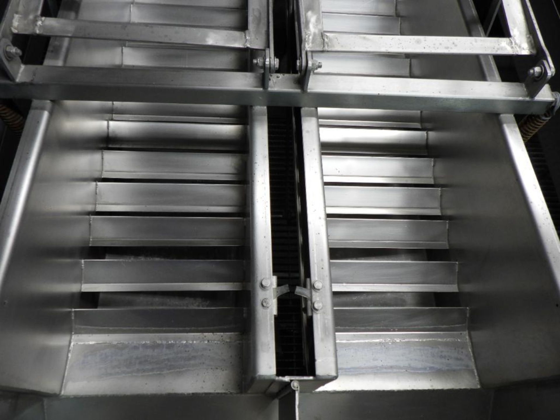 SS pea ripple pan 2 lane with flume tank, 13.5 ft. x 30 in. 14 in ...