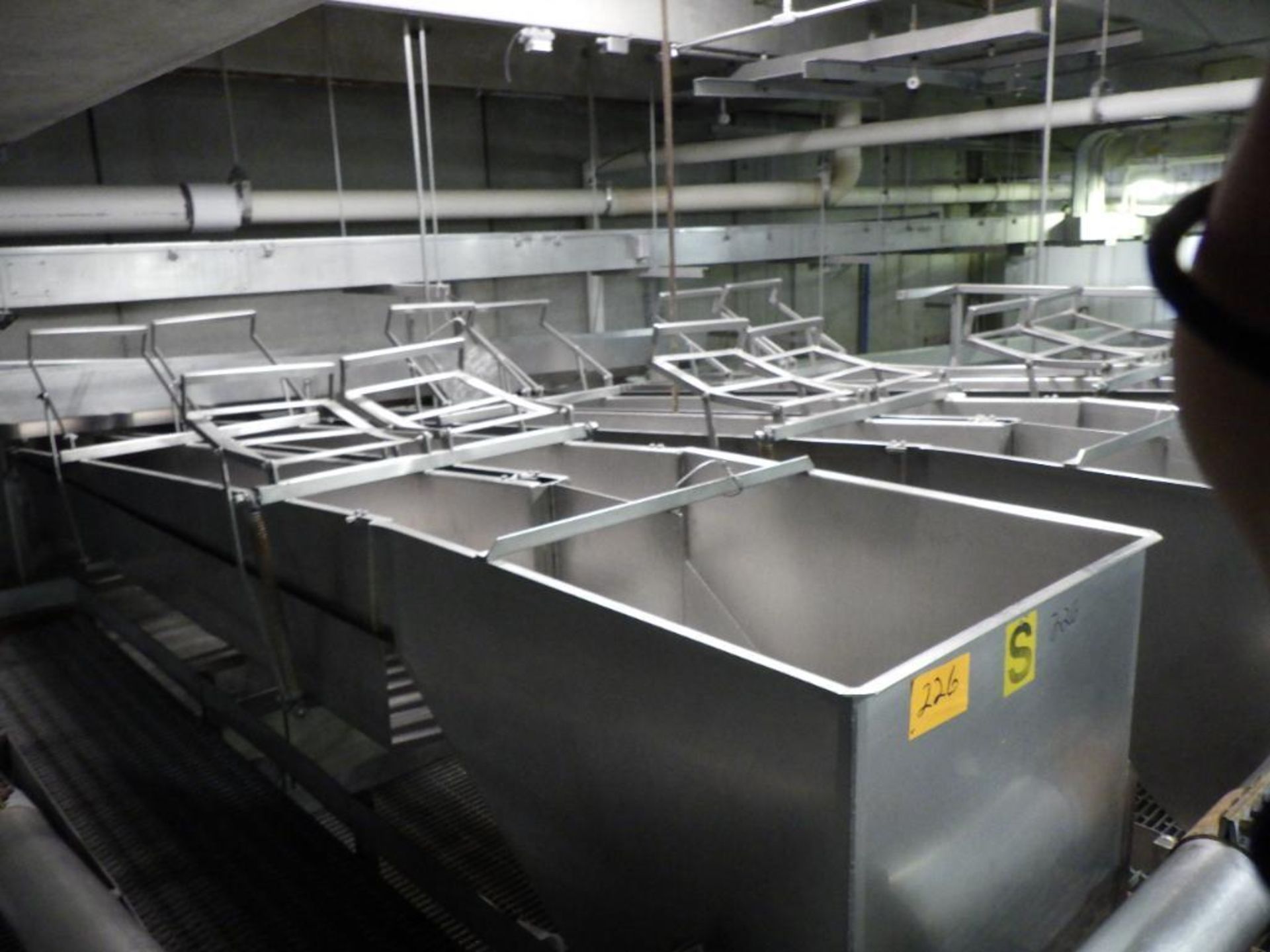 SS pea ripple pan 2 lane with flume tank, 13.5 ft. x 30 in. 14 in ...