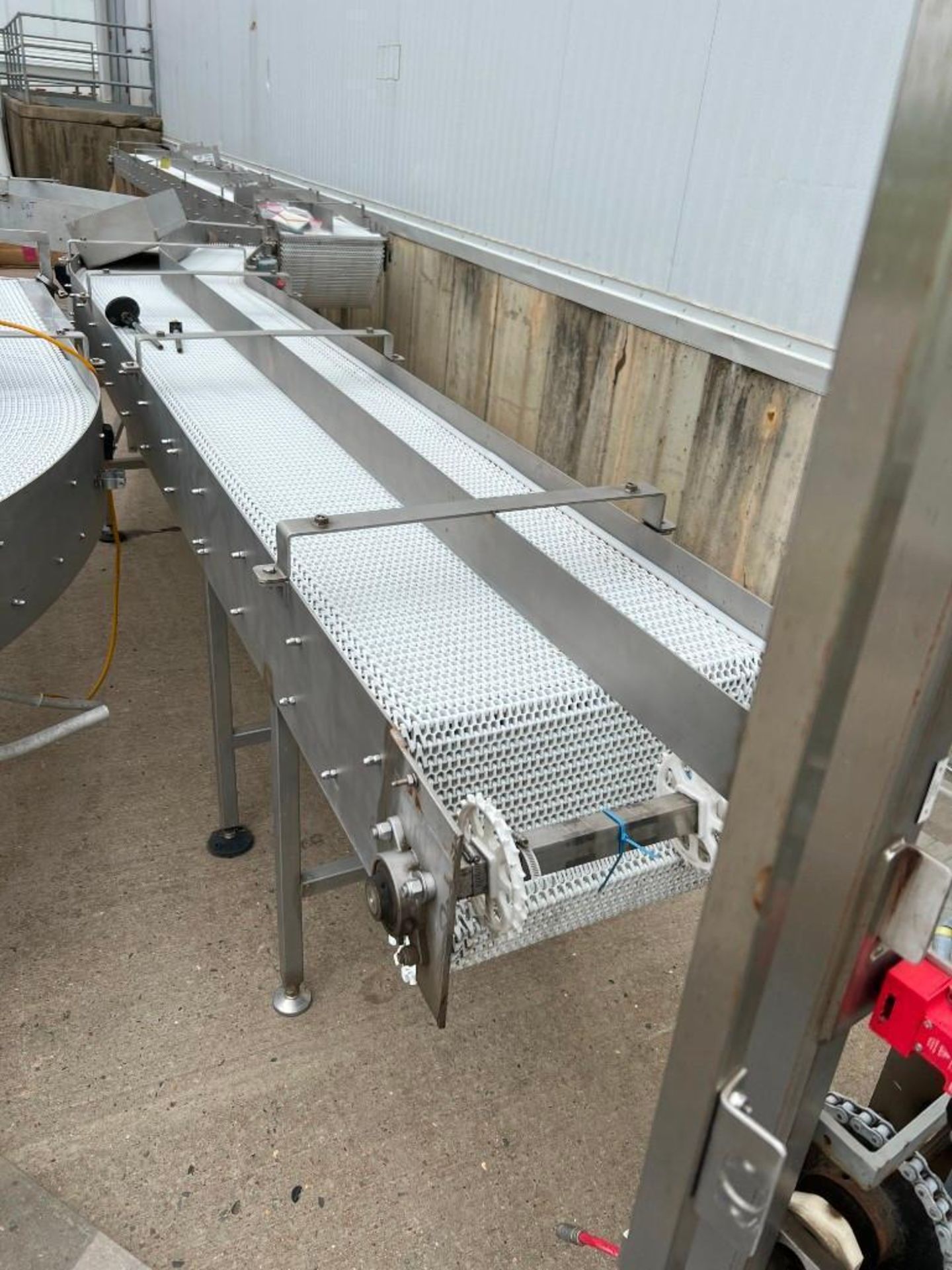 Intralox belt conveyor, SS 90 degree bend, 140 in. x 24 in. wide x 42 ...