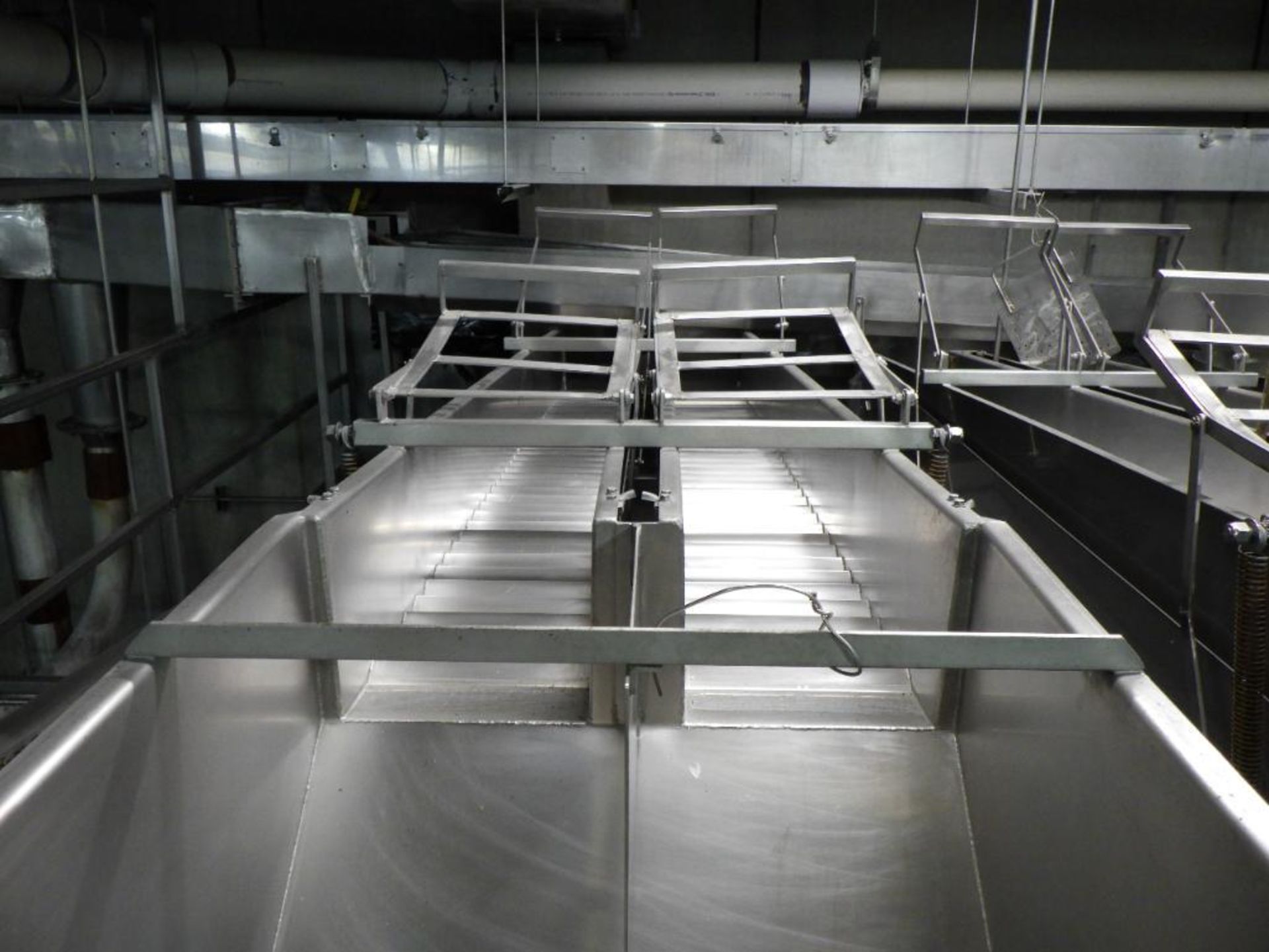 SS pea ripple pan 2 lane with flume tank, 13.5 ft. x 30 in. 14 in ...
