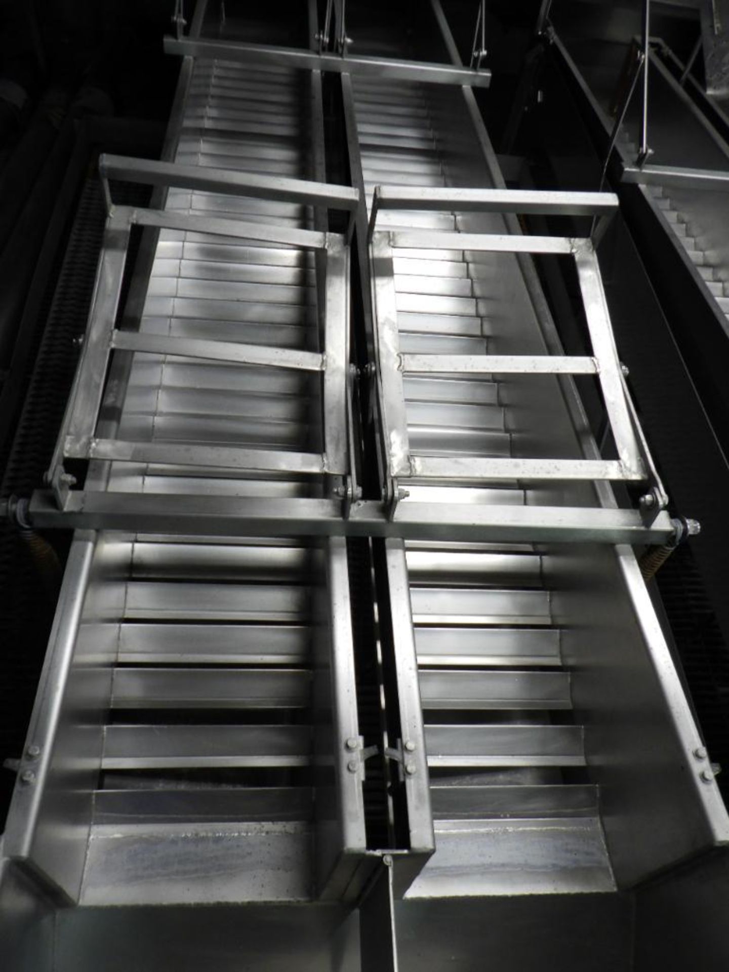 SS pea ripple pan 2 lane with flume tank, 13.5 ft. x 30 in. 14 in ...
