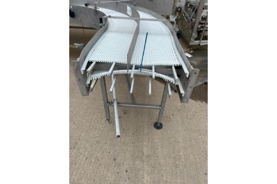 Intralox belt conveyor, SS 90 degree bend, 144 in. x 25 in. wide x 42 ...