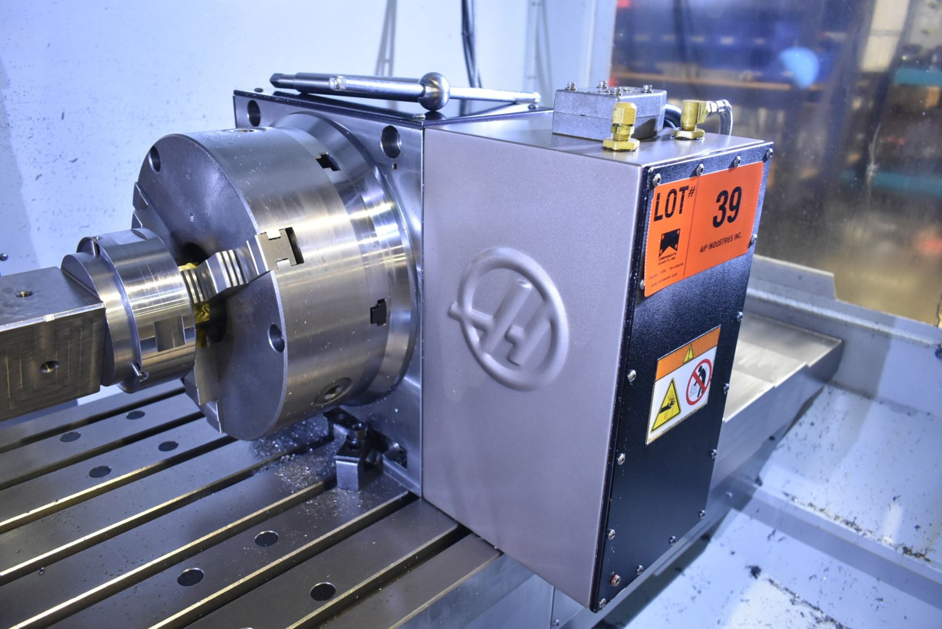 HAAS 4TH AXIS ROTARY INDEXING HEAD WITH 12"/8" 3 JAW HYDRAULIC CHUCK ...