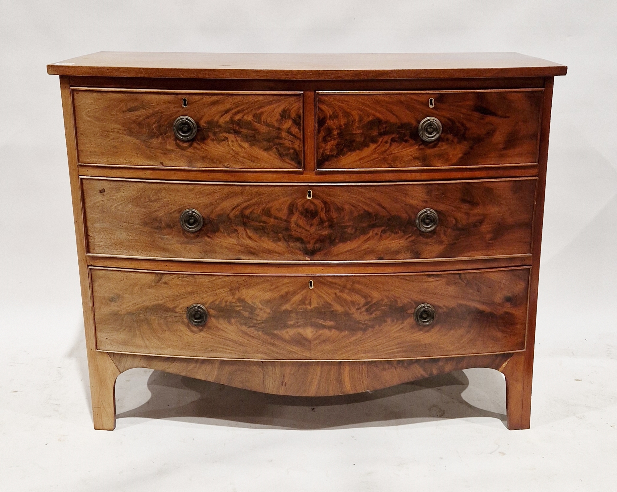 Victorian flamed mahogany bowfronted chest of two short over two long ...