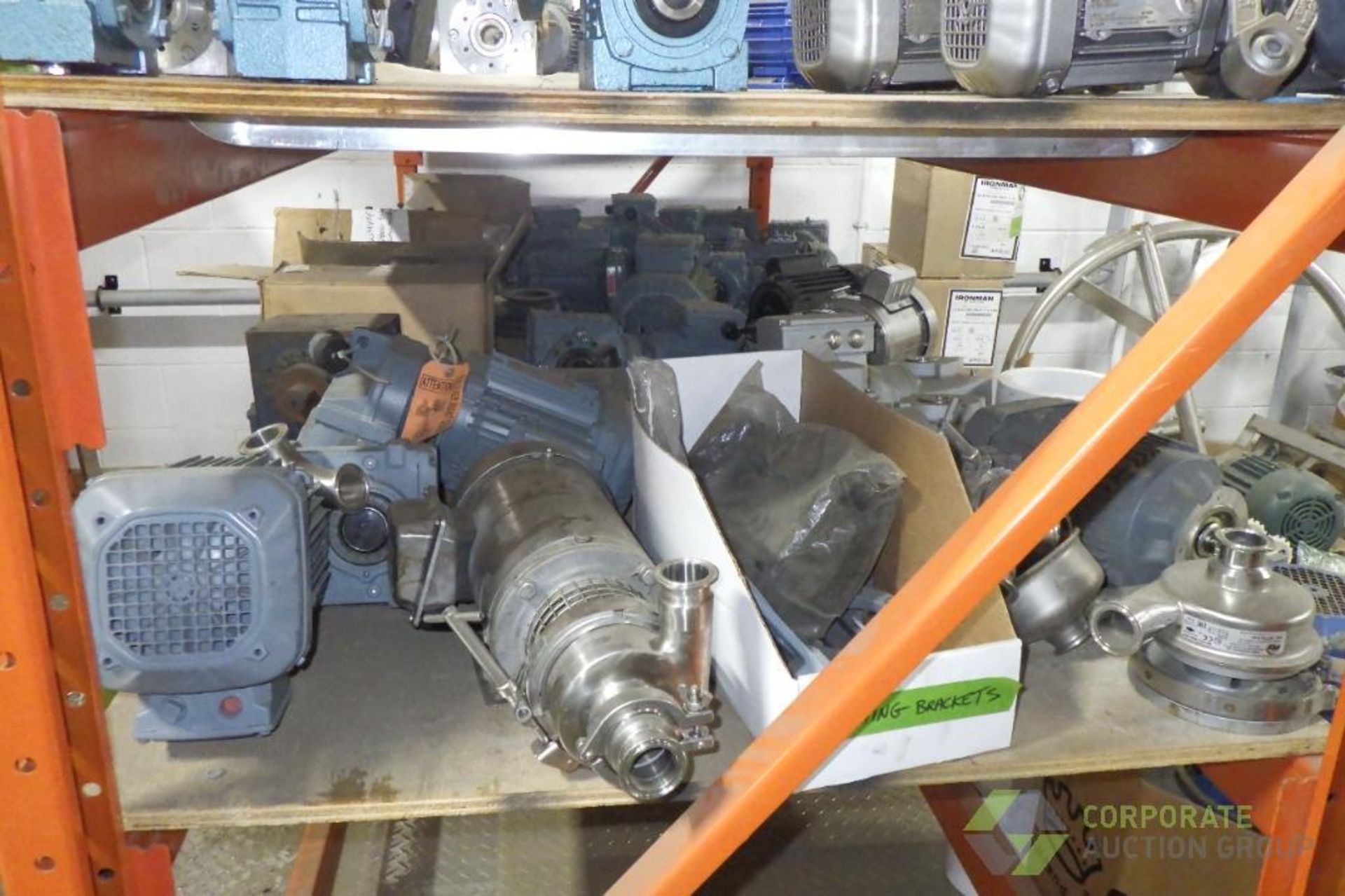 Contents of 1 shelf of motors, including new and used motors, and new ...
