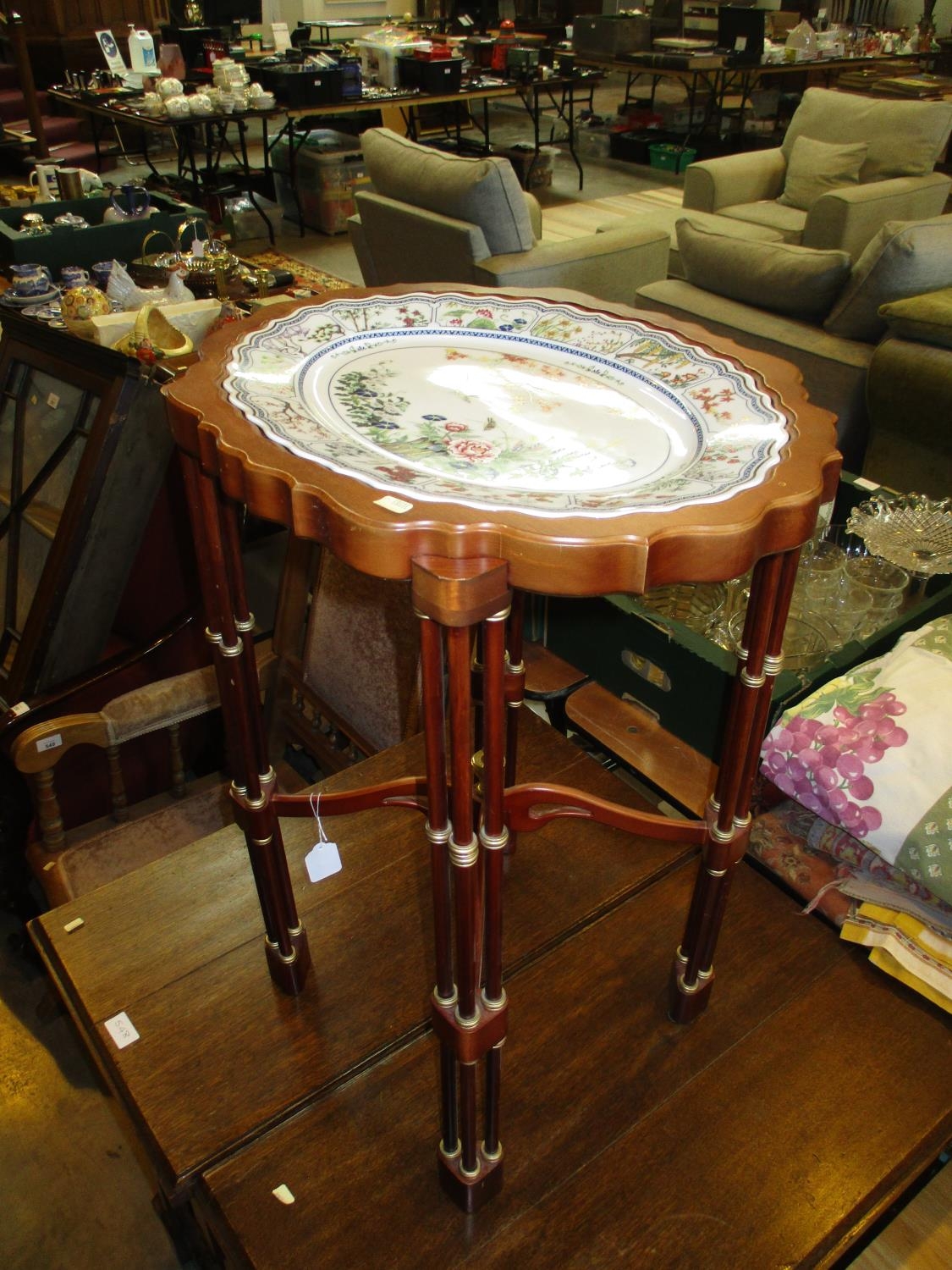 Franklin Mint Porcelain Tray Top Table on Folding Base