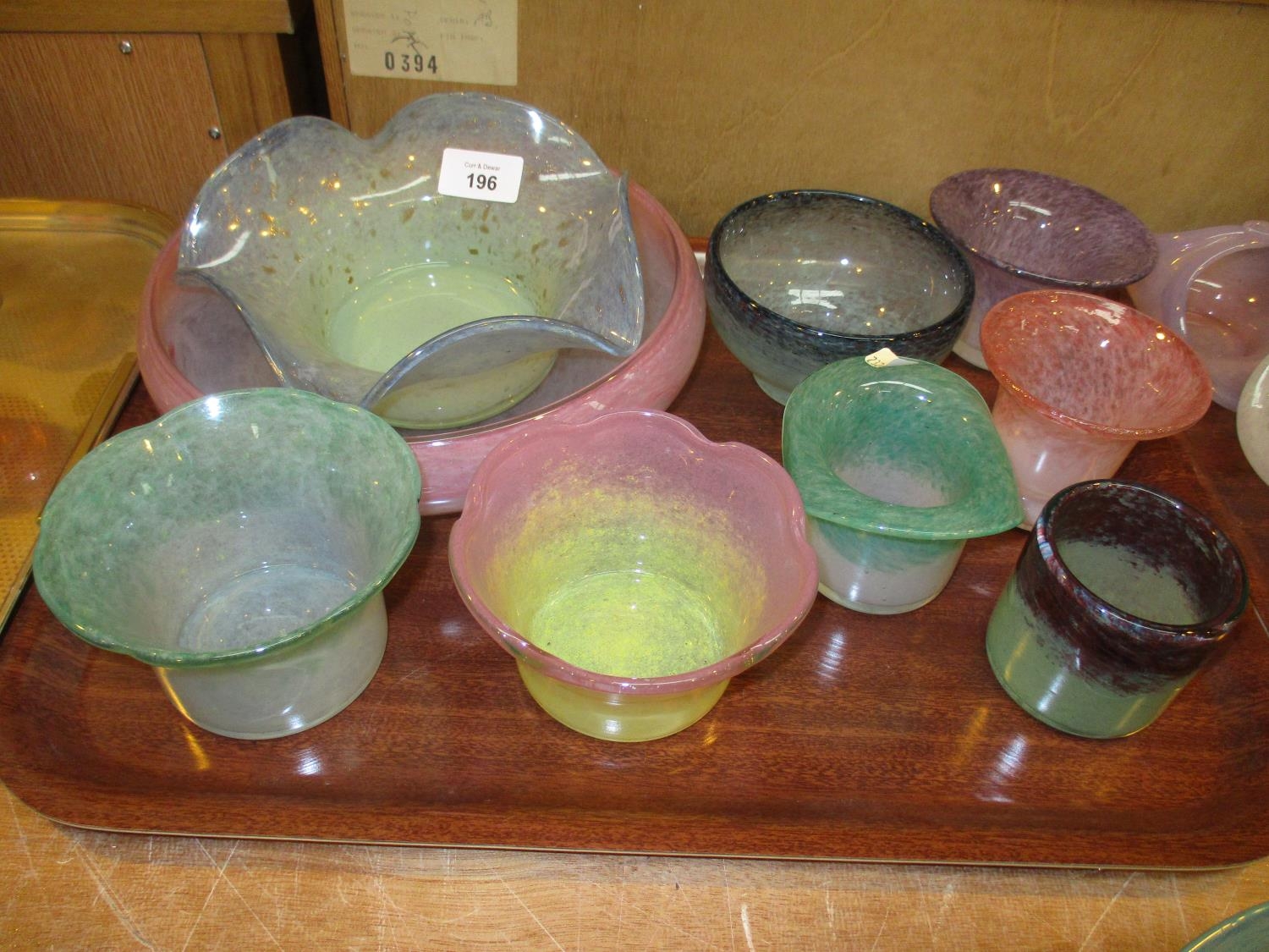 Nine Vasart Glass Dishes and Posy Vases