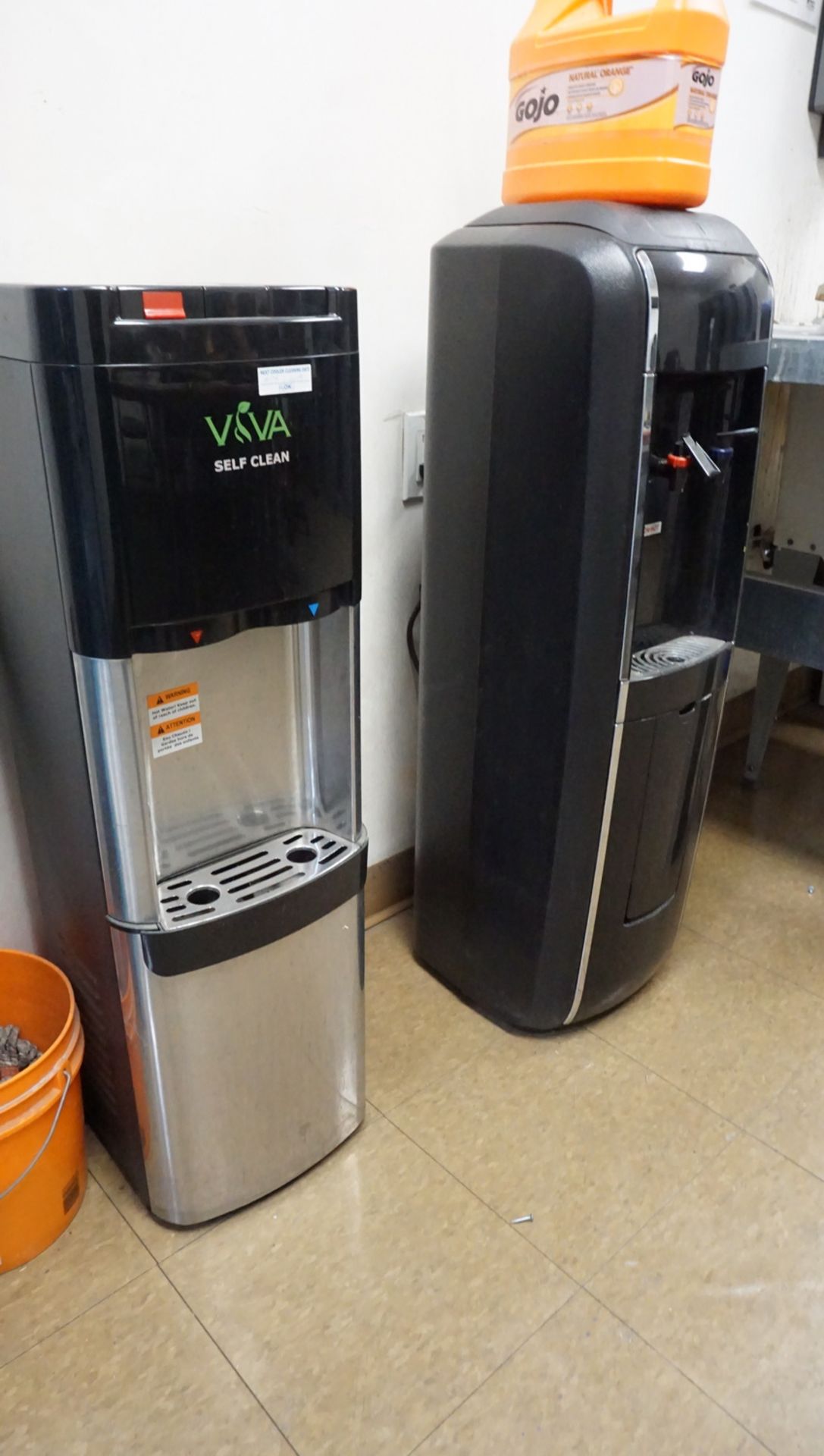 LOT - (2) REFRIGERATORS, WATER DISPENSERS, LUNCH TABLE & CHAIRS