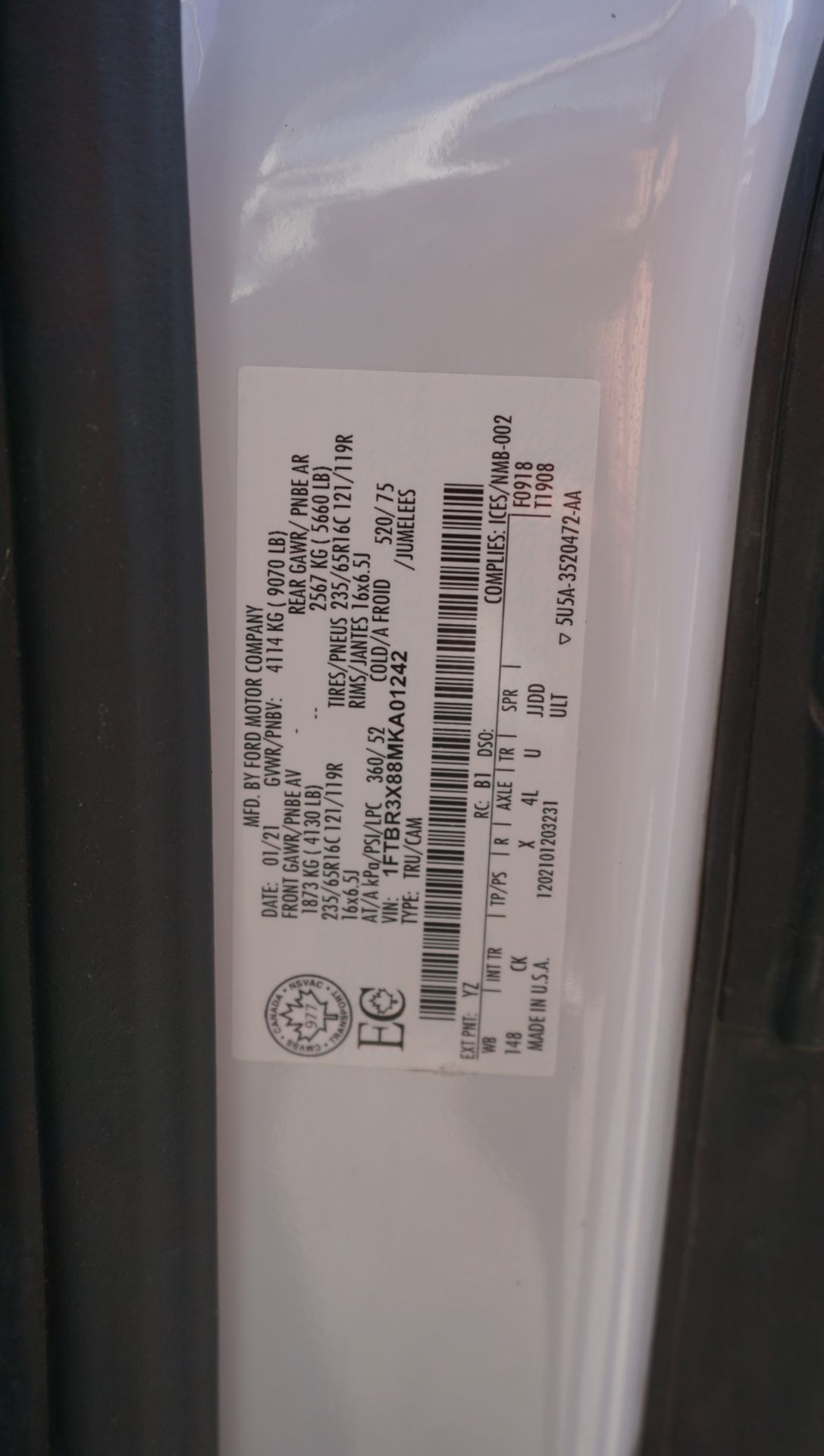 2021 FORD TRANSIT 250 HIGH ROOF CARGO VAN (148 EL) W/ 6-CYL 3.5L GAS ...