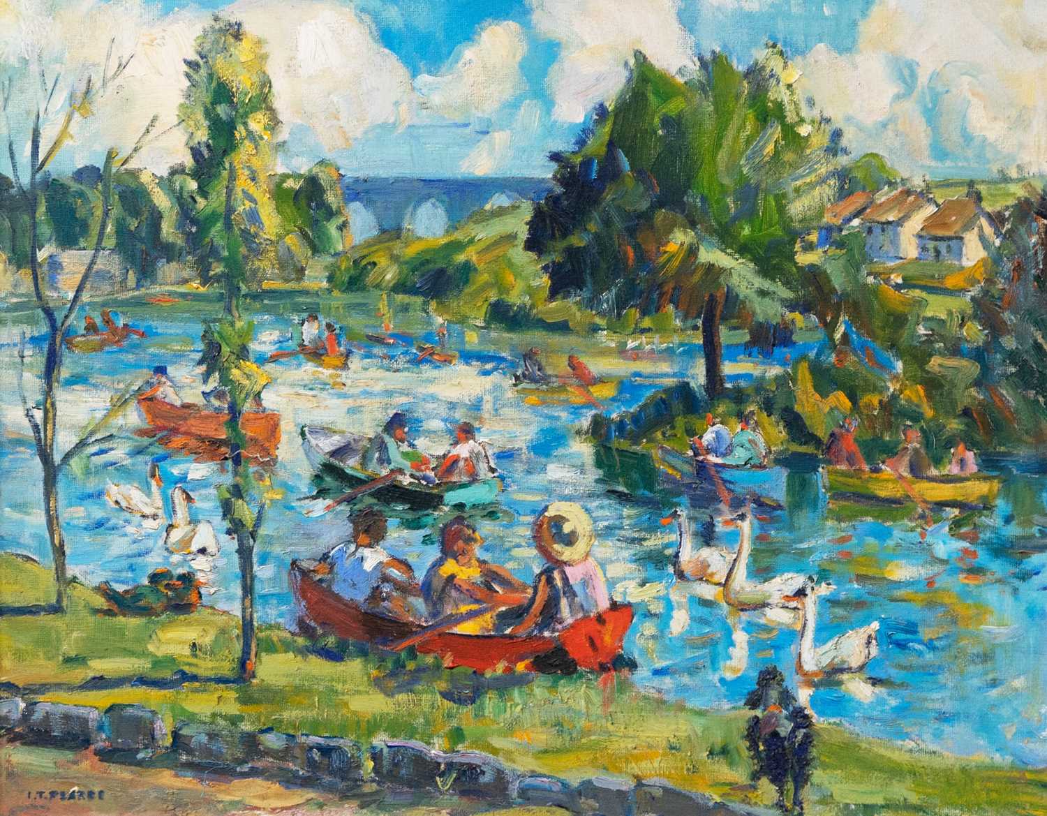 Ivy T. PEARCE (XX) Boating Lake, Trenance Gardens, Newquay Oil on board ...