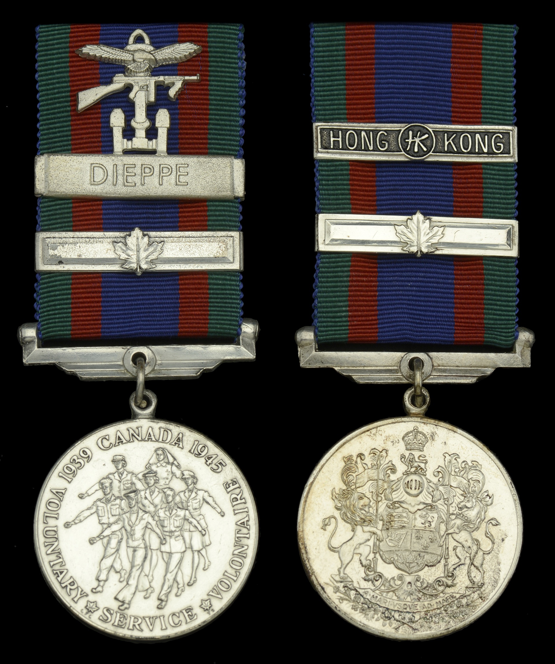 Canadian Volunteer Service Medal, with overseas clasp (2), one with ...