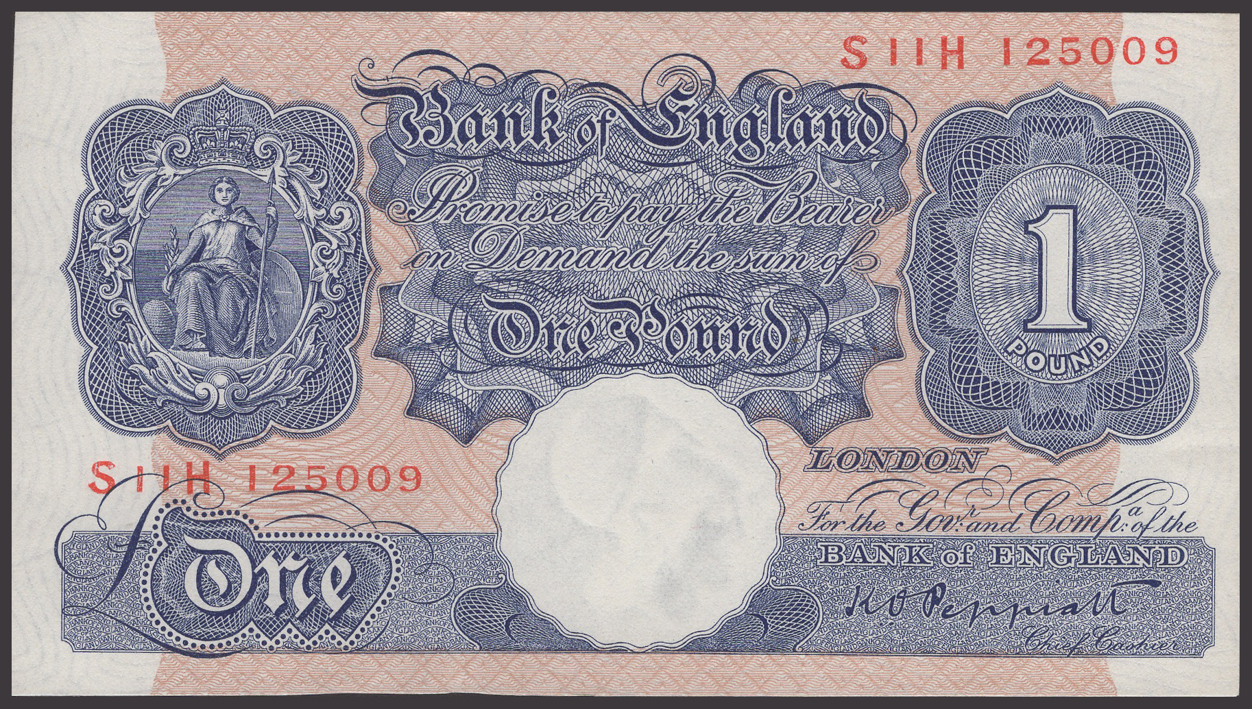 Bank of England, Kenneth O. Peppiatt, replacement £1, 29 March 1940 ...