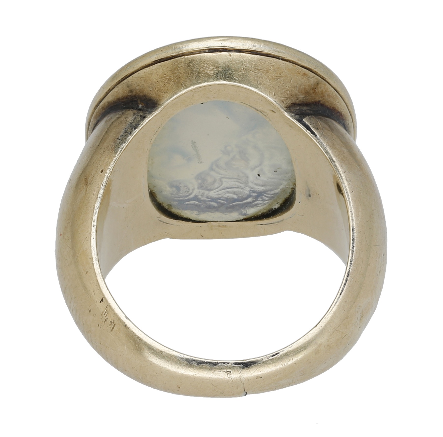 A late 18th/early 19th century glass intaglio ring, the translucent ...