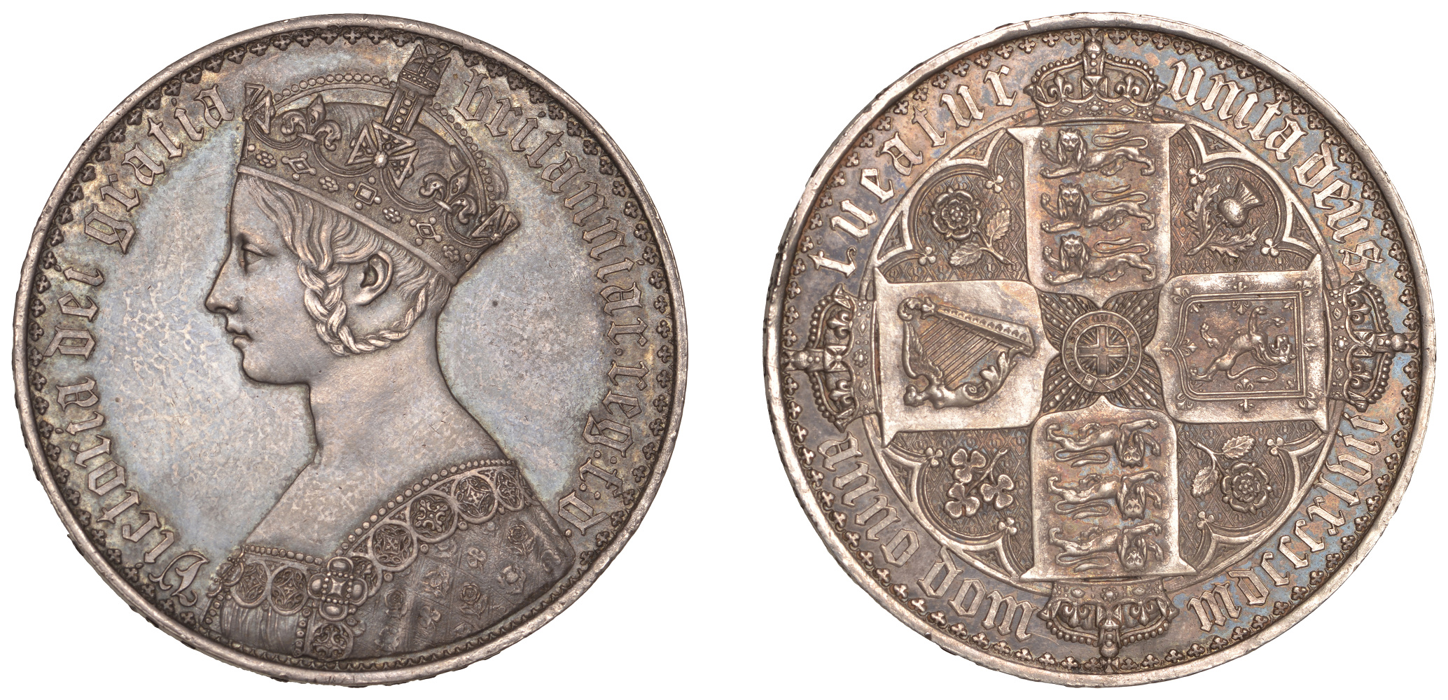 Victoria (1837-1901), Crown, 1847, ‘Gothic’ bust left, rev. crowned ...