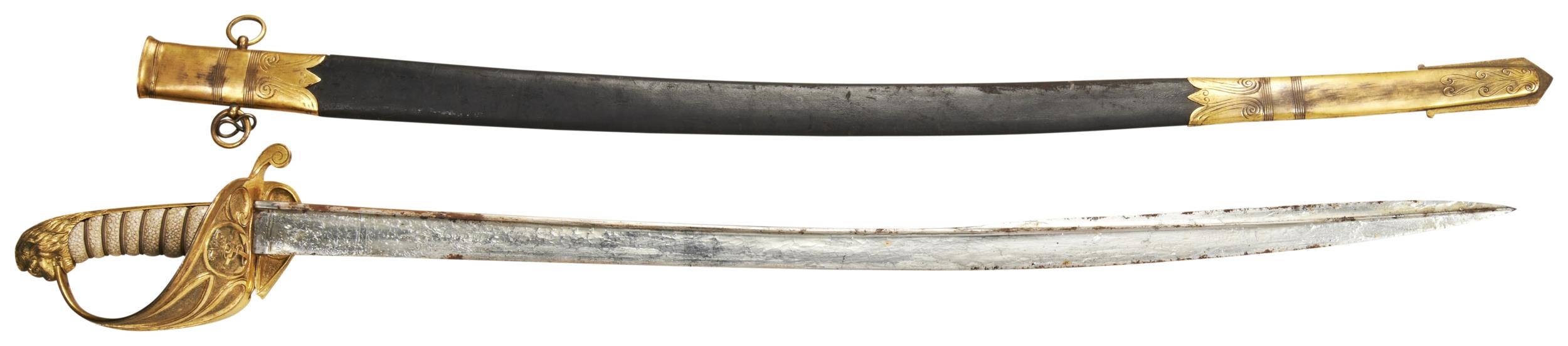 AN 1827 PATTERN ROYAL NAVY OFFICERS SWORD BY PROSSER WITH PIPE-BACK ...