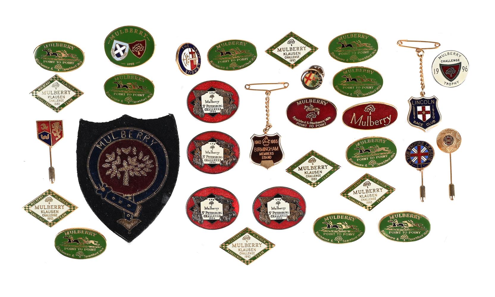 A COLLECTION OF MULBERRY BADGES Comprising of: nine 'Point to Point ...