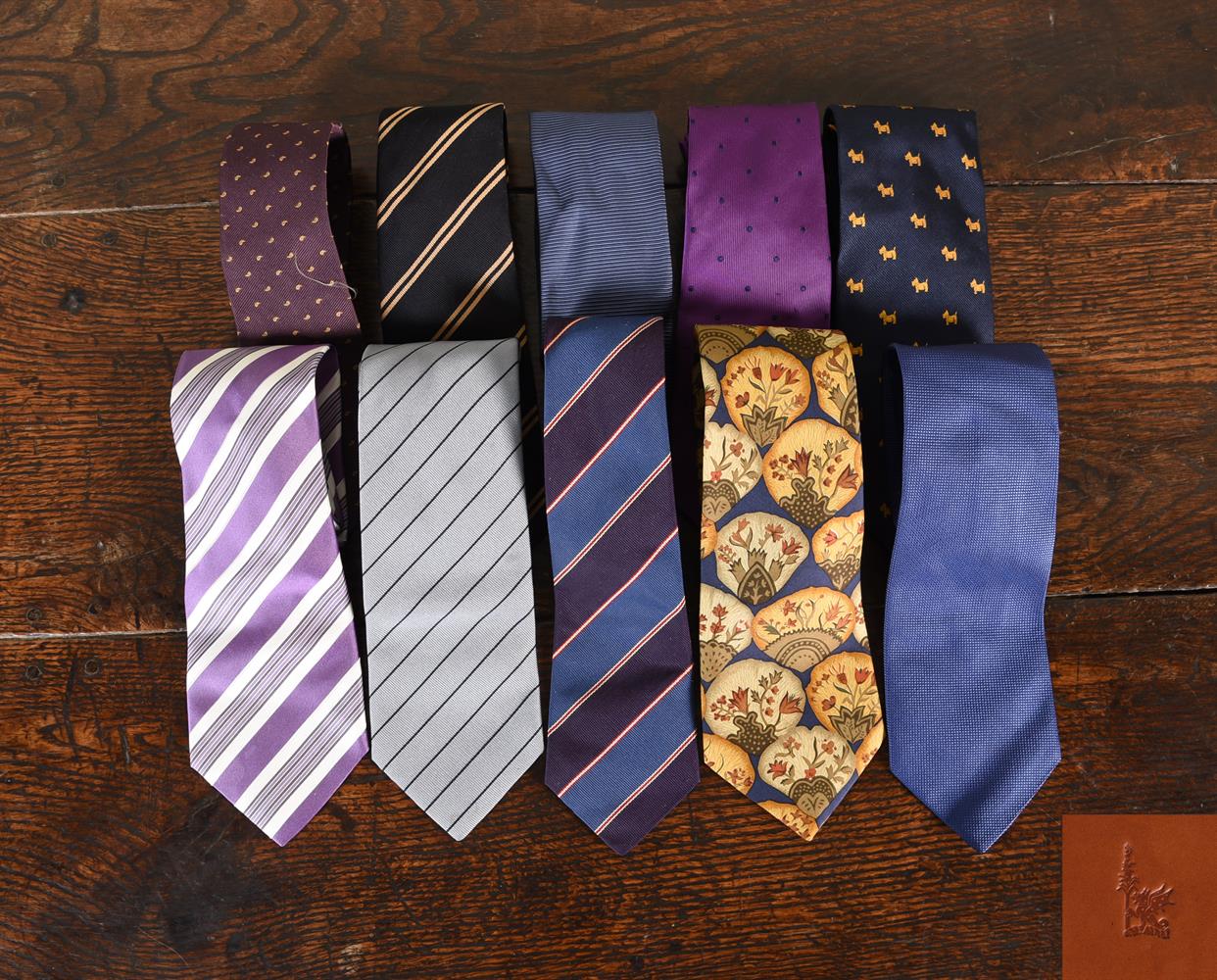 NINE MULBERRY SILK TIES AND A PIOMBO TIE AN ASSORTMENT OF VARIOUS ...