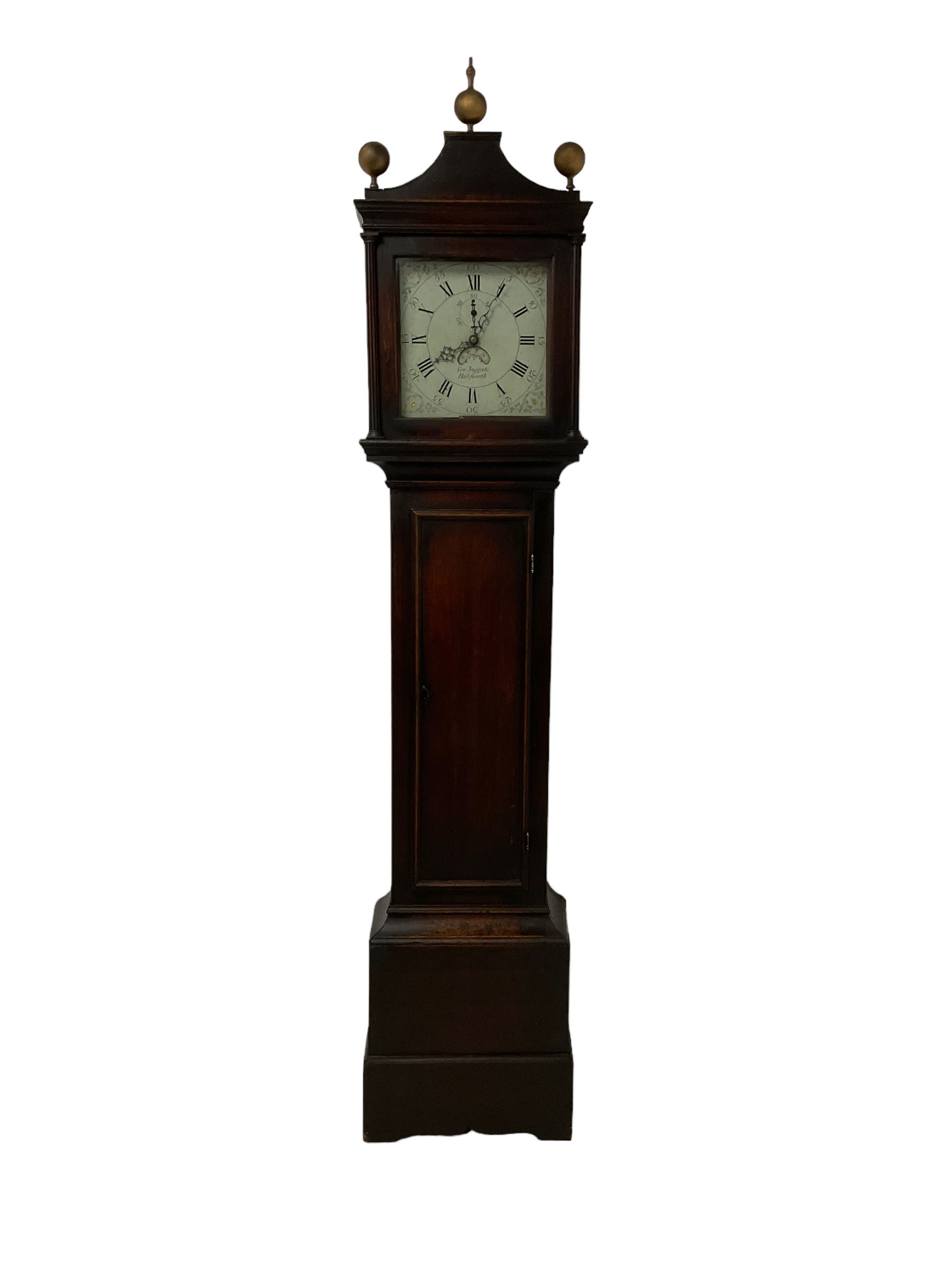 Oak longcase clock c1790 - with a pagoda top and three wooden gesso ...