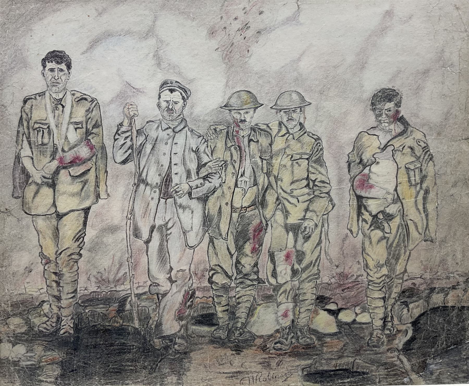Robinson (British 20th Century): The Walking Wounded - Portrait of ...